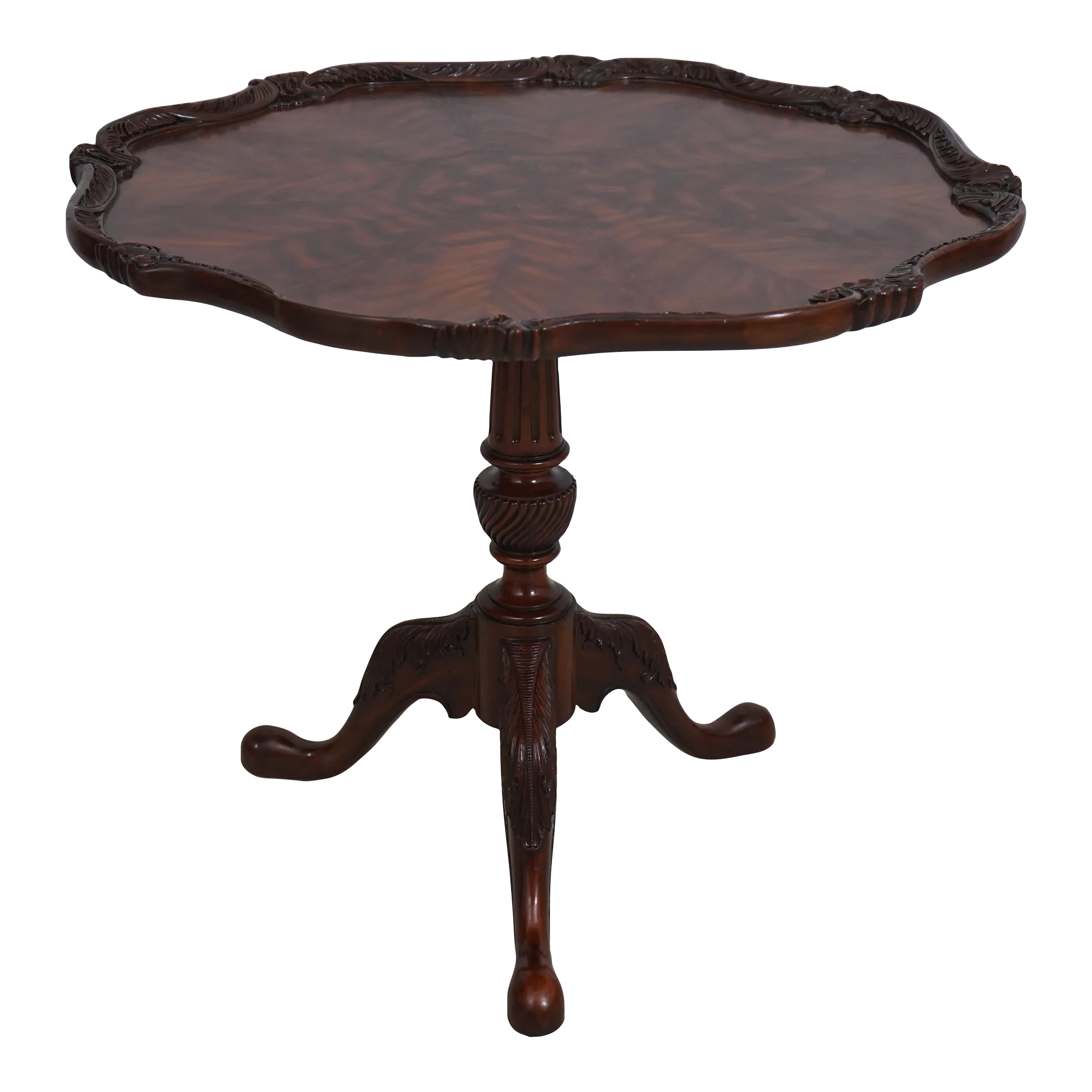 Maitland Smith Flame Mahogany Pedestal Pie Crust Table | Chairish