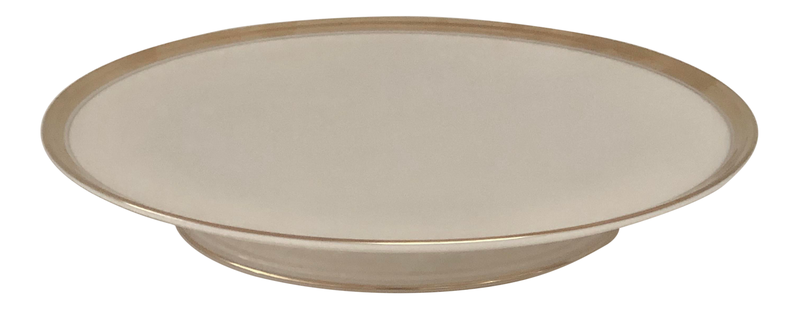 1980s Lenox China White and Gold Gild Footed Cake Plate | Chairish