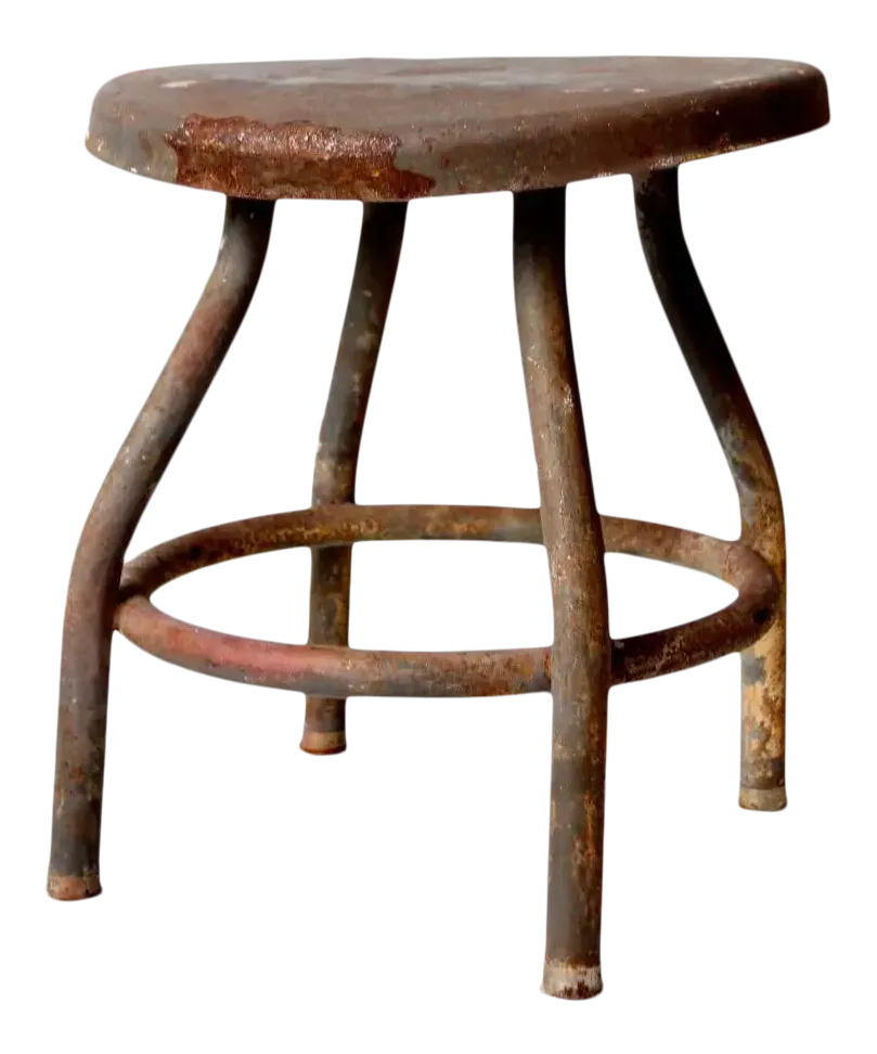 Vintage Industrial Metal Stool | Chairish