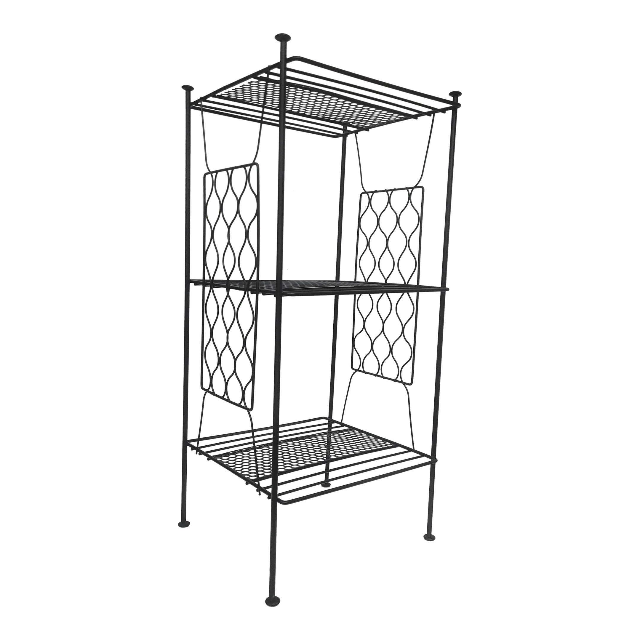 1960s Mid Century Modern Accent Table Mesh Metal Atomic 2 Shelf Stand ...