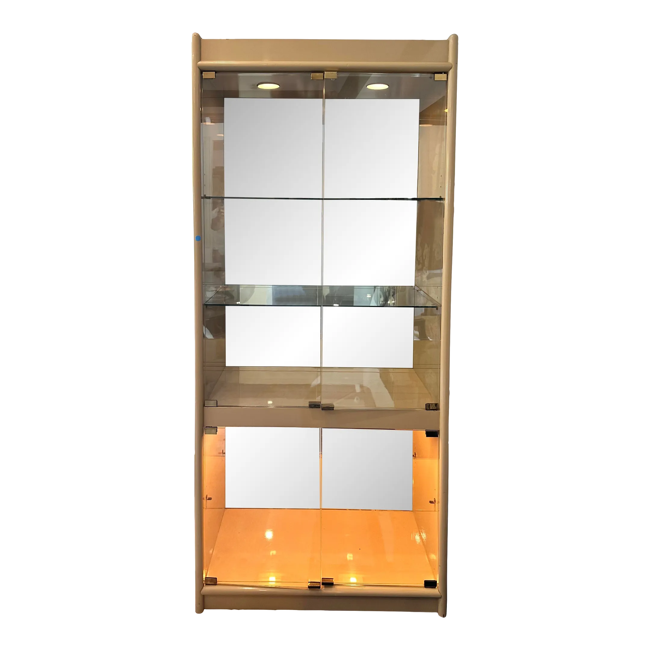 Mid Century Modern Beige Lacquer Display Cabinet | Chairish