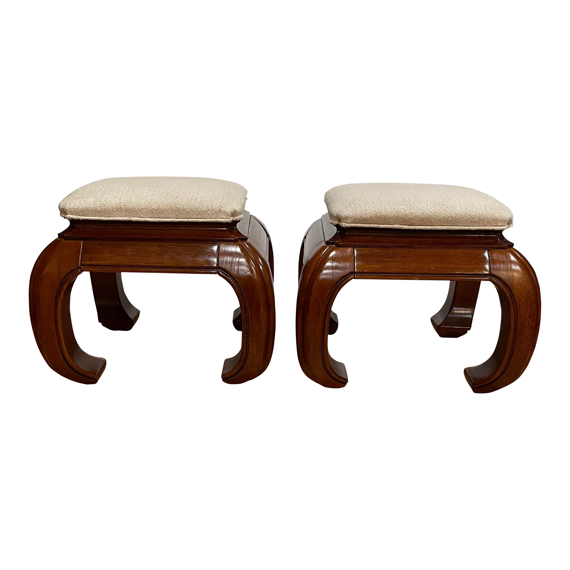 1980s Ming Dynasty Style Chow Leg Ottomans - a Pair | Chairish