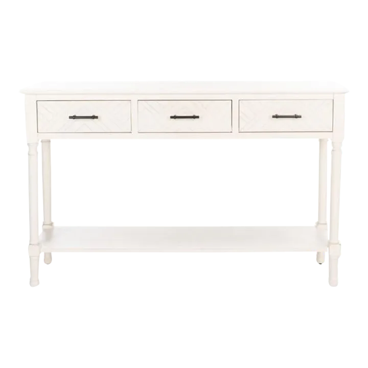 Peyton 3 Drawer Console Table - Distressed White | Chairish