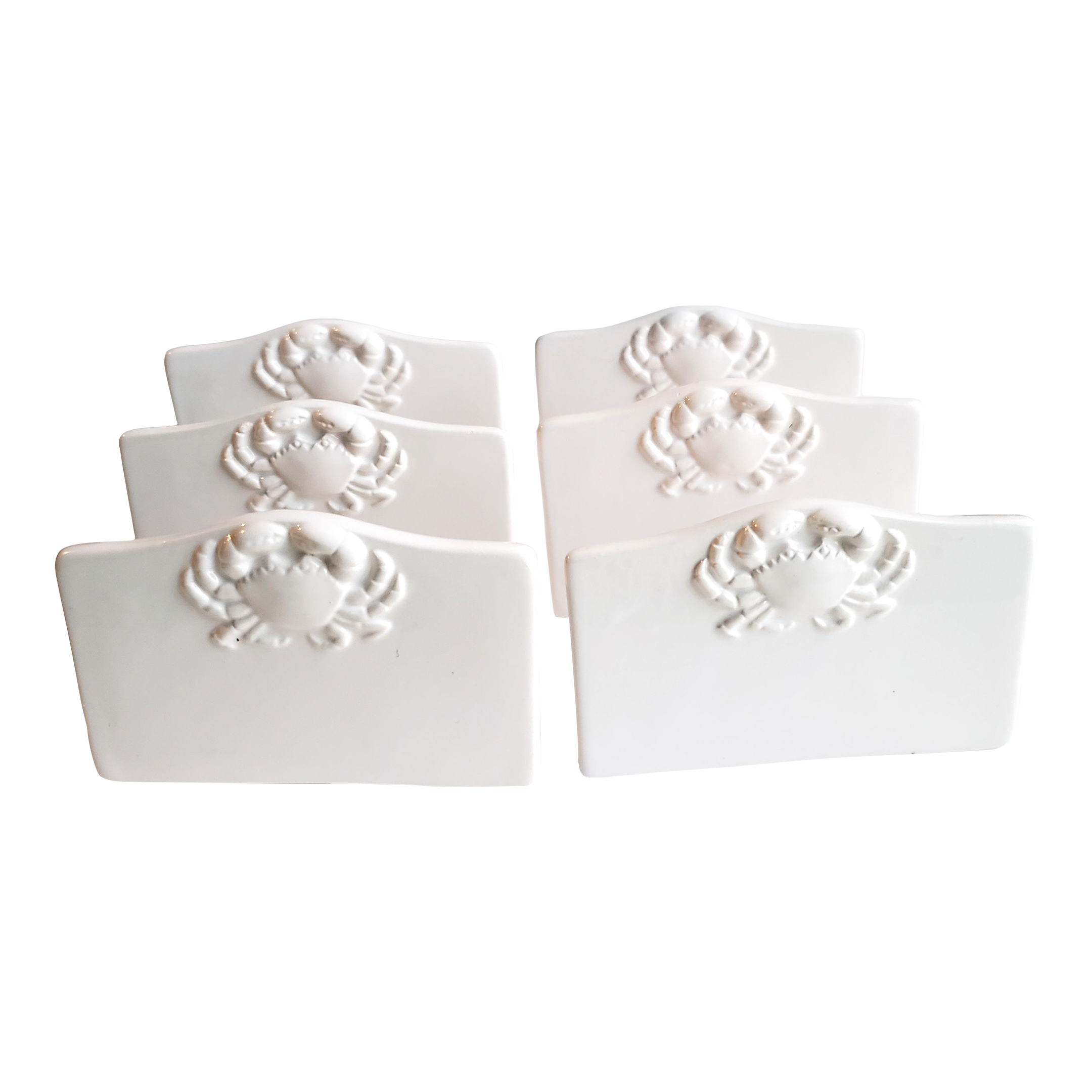 Vintage Crab Design Ceramic Place Card Holders - Set of 6 | Chairish