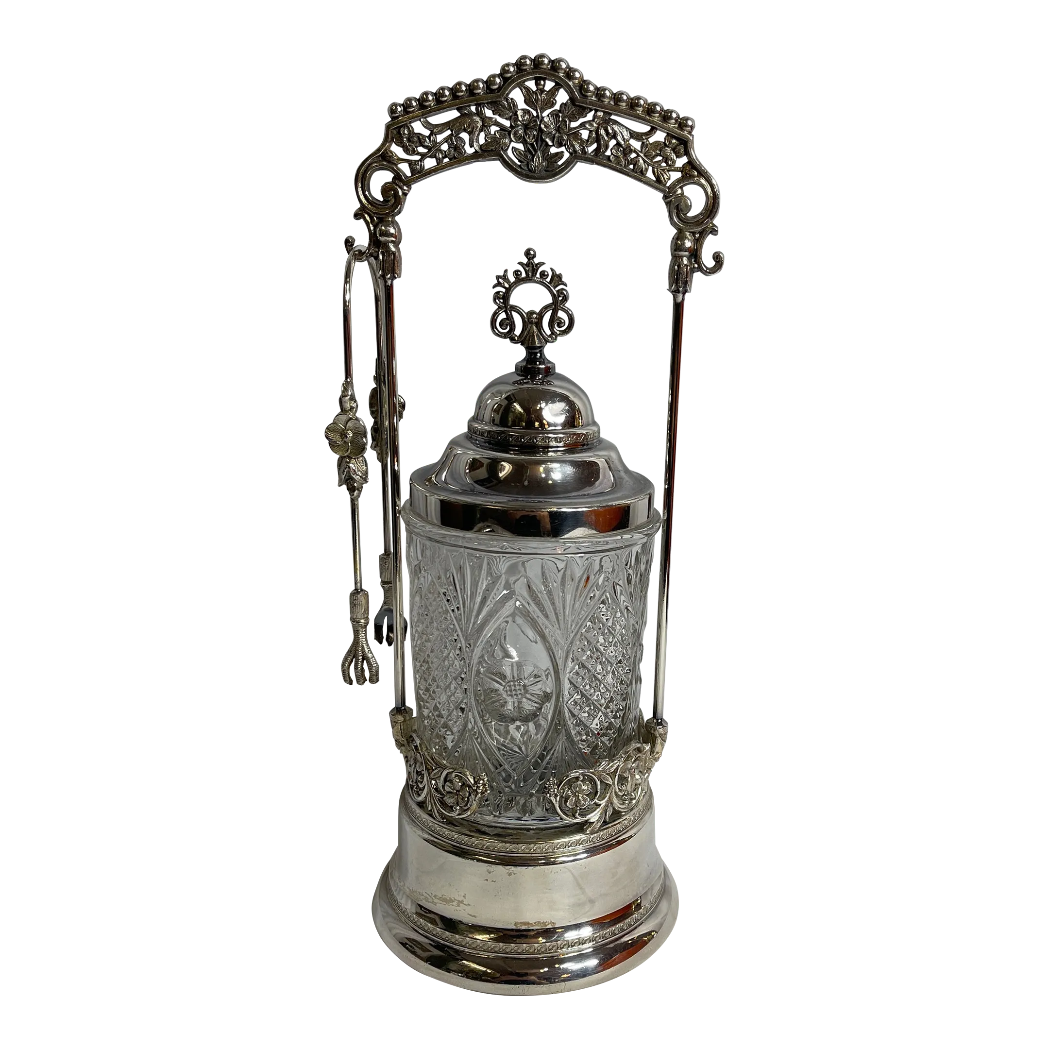 Antique Cut Glass and Silver Plated Pickle Castors | Chairish