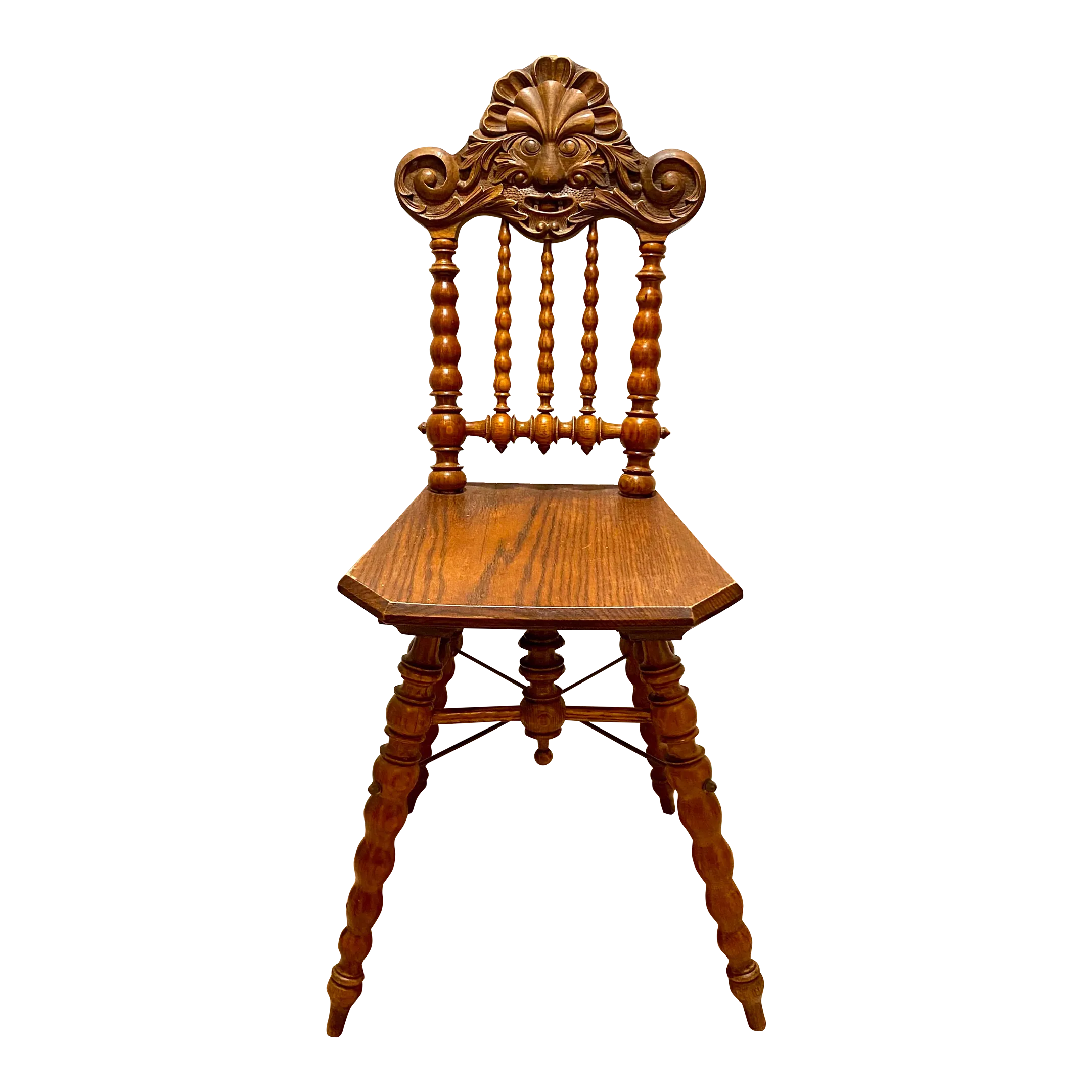 Late 19th Century Black Forest Hand Carved North Wind Chair | Chairish
