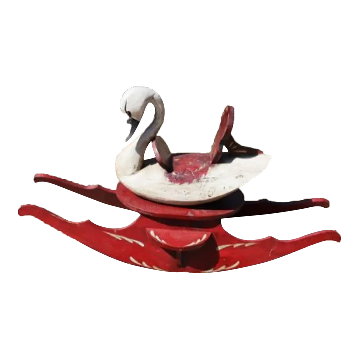 1950s Vintage Hand Painted Kids Swan Rocking Chair