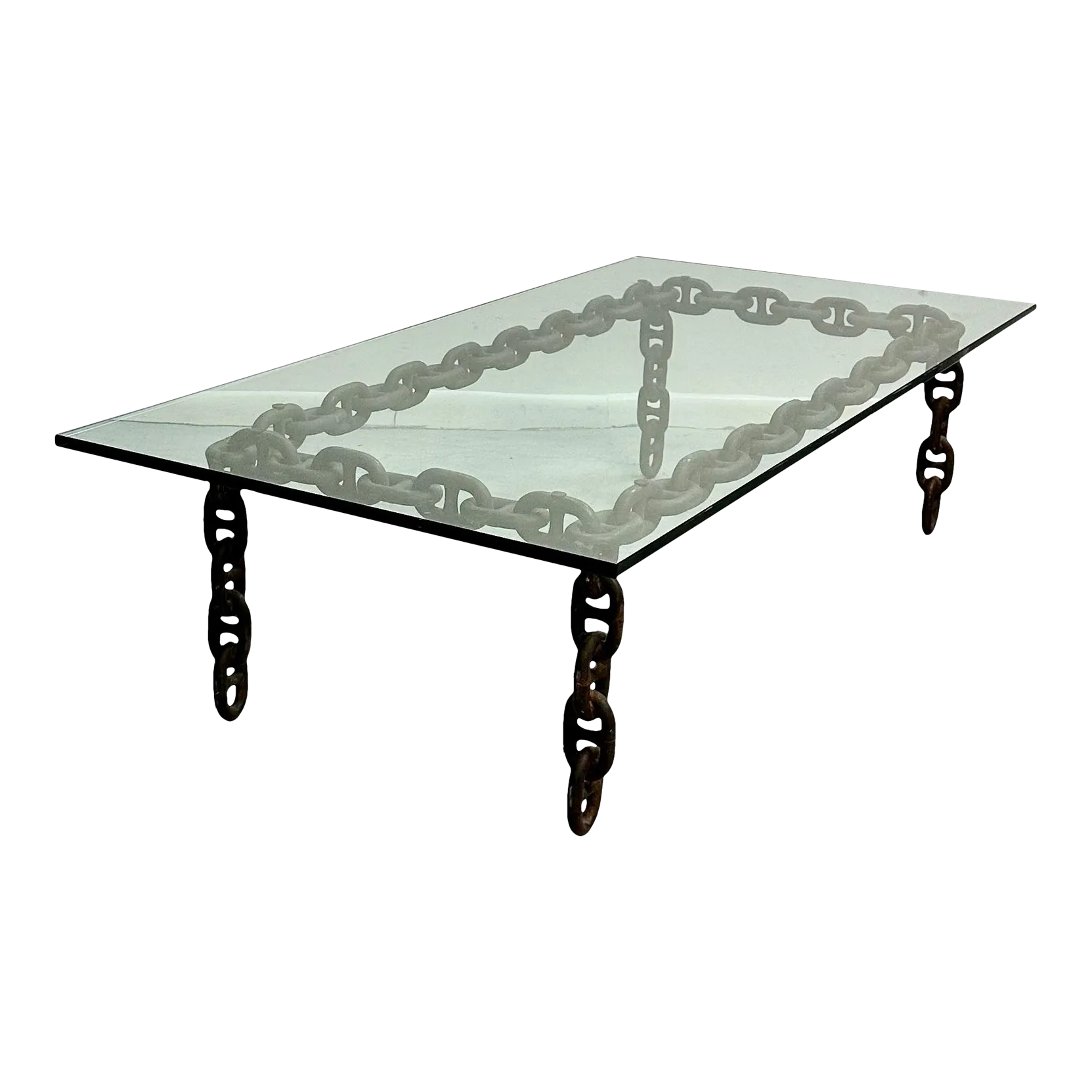 1990s Artisan Industrial Chain Link Iron Coffee Table, Belgium | Chairish