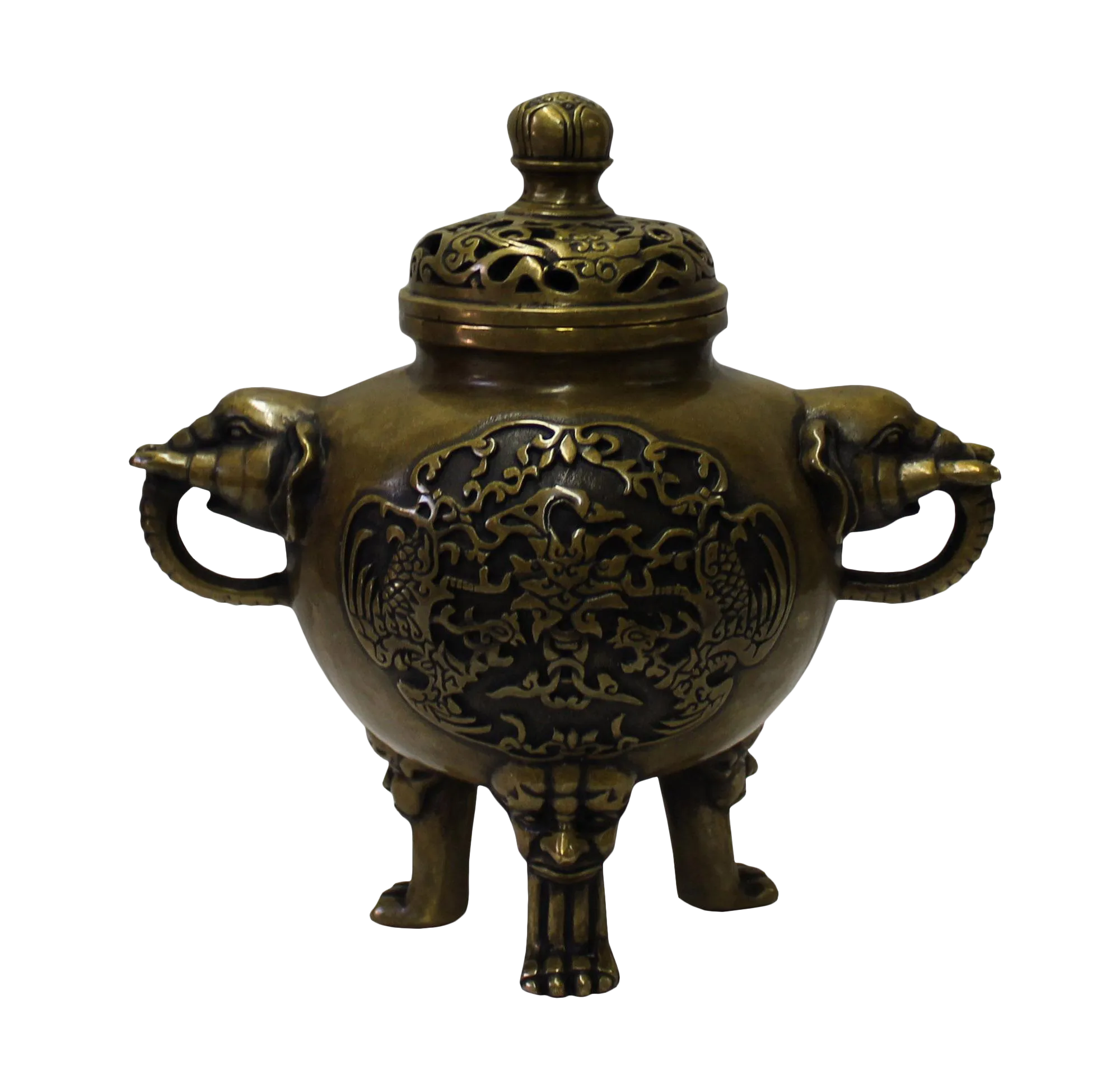 Chinese Oriental Bronze Metal Incense Burner Display | Chairish