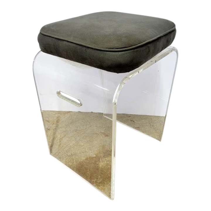 1970s Mid Century Waterfall Lucite Swivel Stool | Chairish