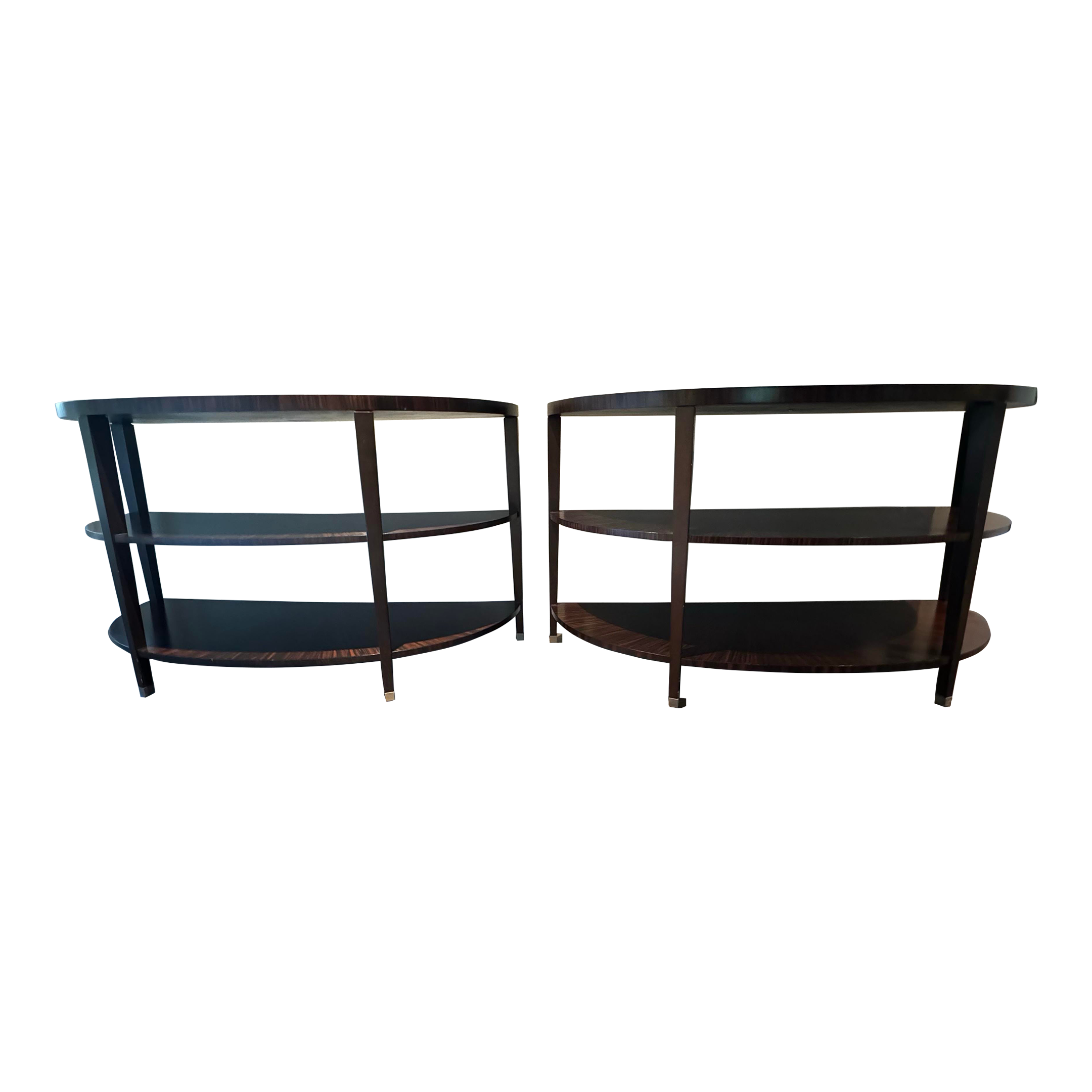 Thayer Coggins Pair of Half Moon Zebra Wood Matte Lacquered Console ...
