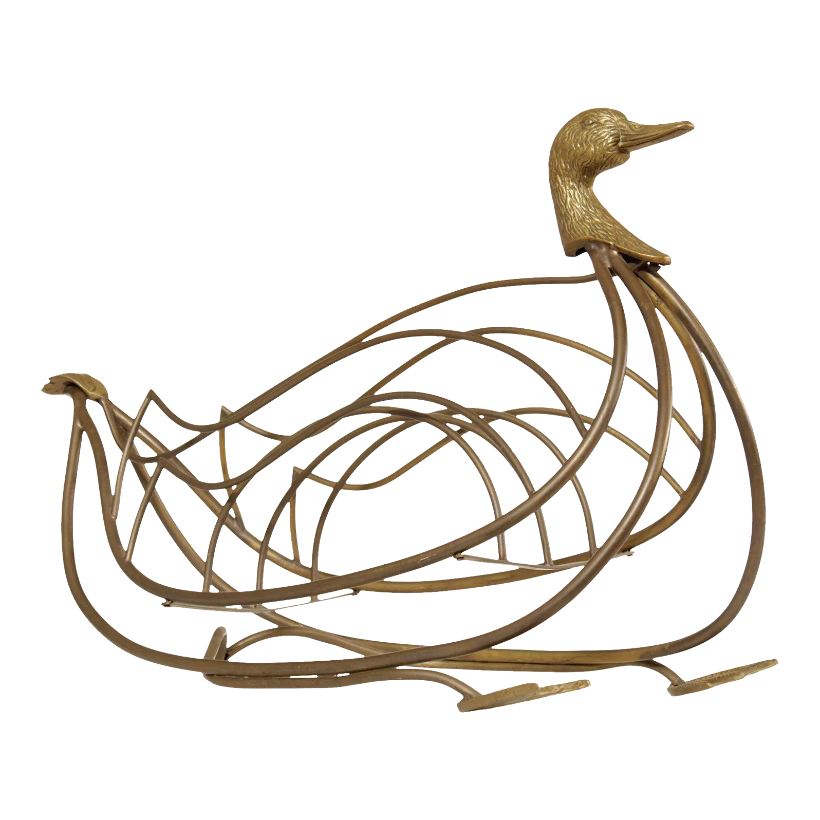Vintage Brass Goose Magazine Stand | Chairish