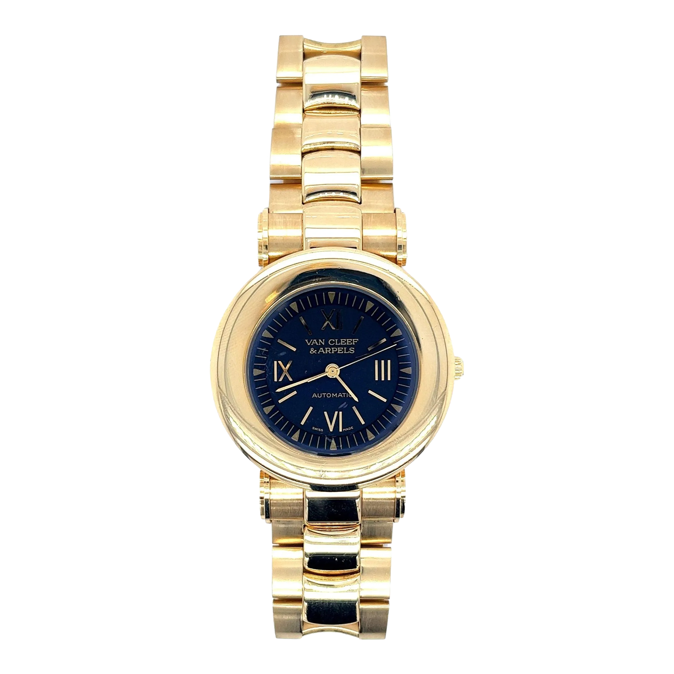 Van Cleef & Arpels 18K Gold 37MM Black Dial Automatic Watch in Gold ...