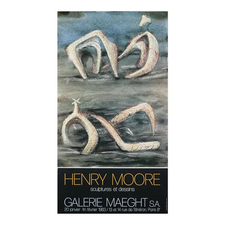 1983 Henry Moore 'Sculptures and Drawings' Modernism Gray,Blue France ...