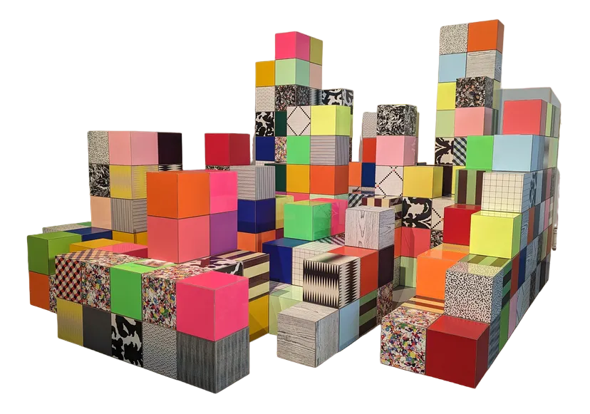 Ex Show Magnetic Coloured Cubes by Paul Kelley, Set of 10 | Chairish