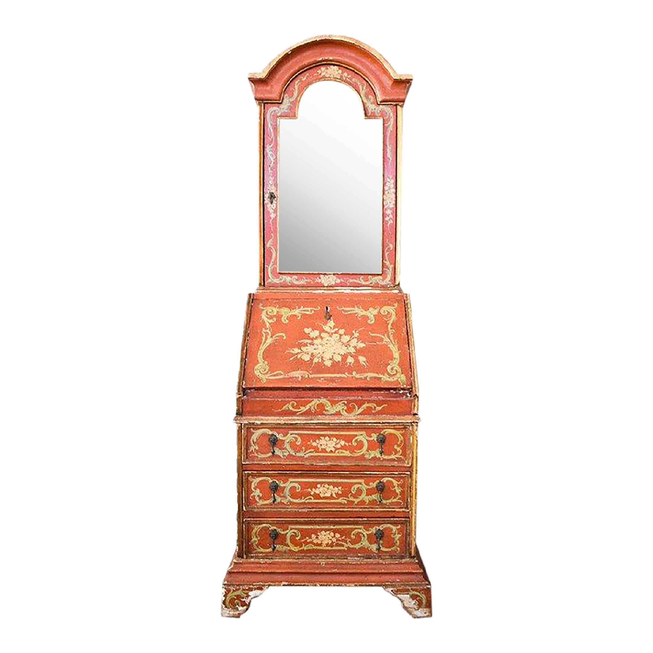 19c Red Italian 2pc Secretary | Chairish