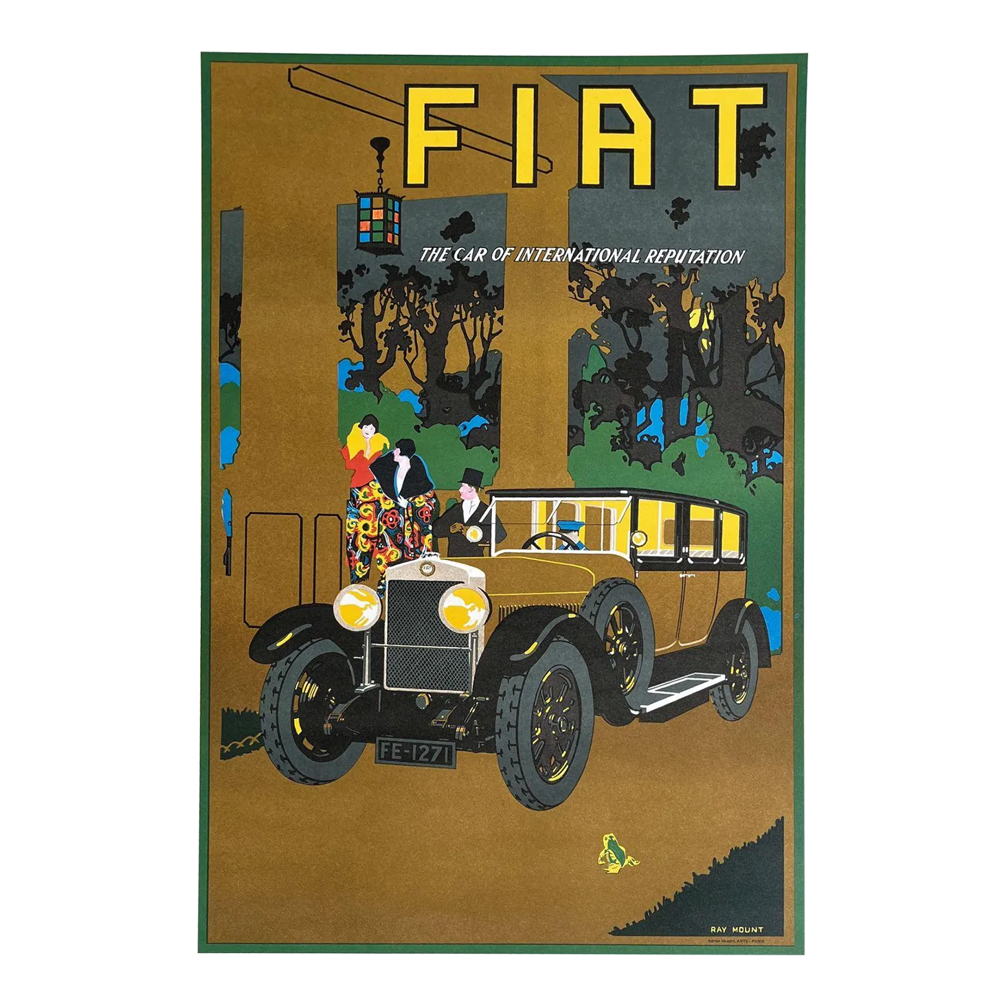 1922 Fiat Advert by Ray Mount (1980s Lithograph Reissue) | Chairish