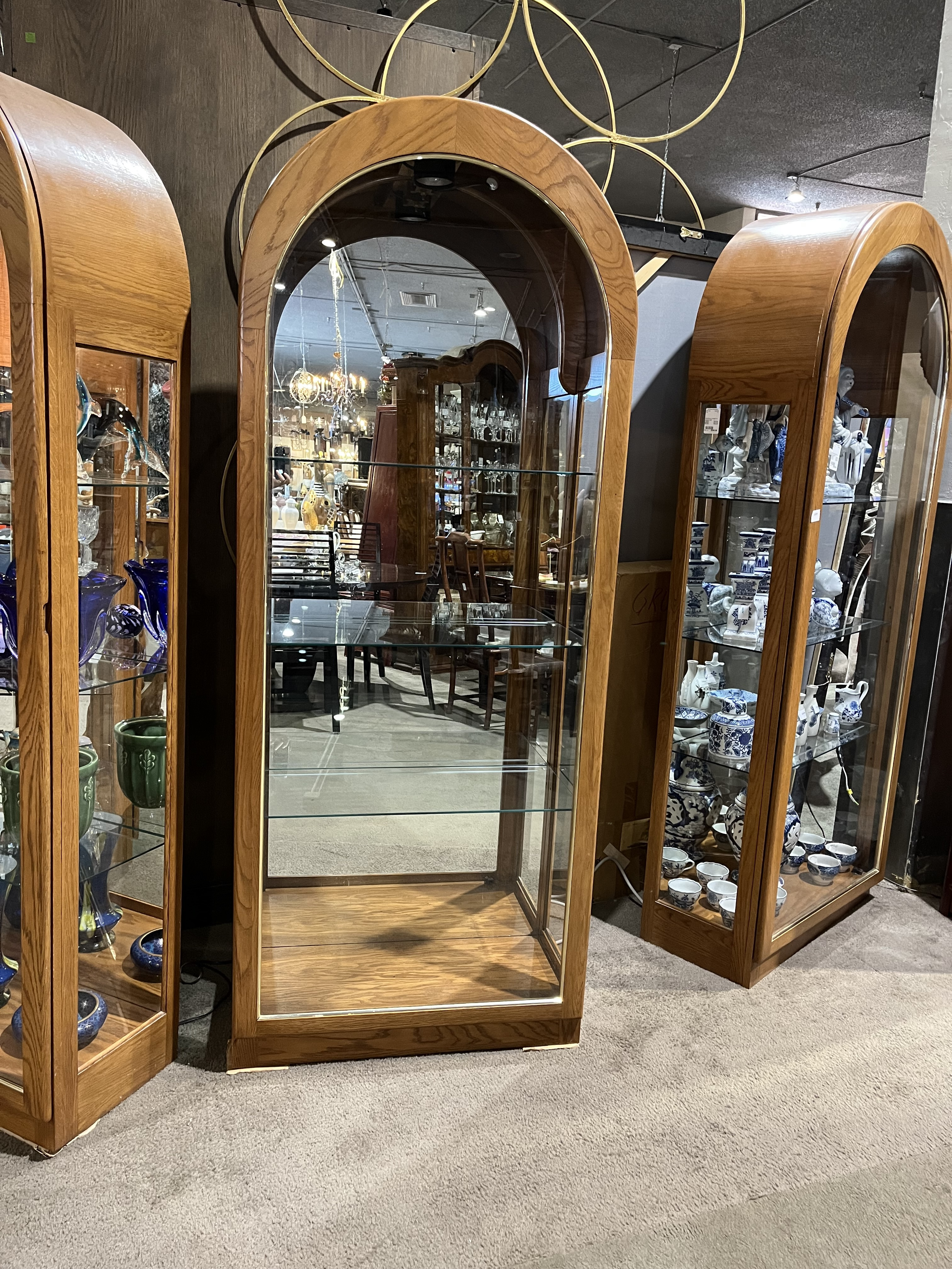 Mid 20th Century Philip Reinisch Arched Top Curio W Lights