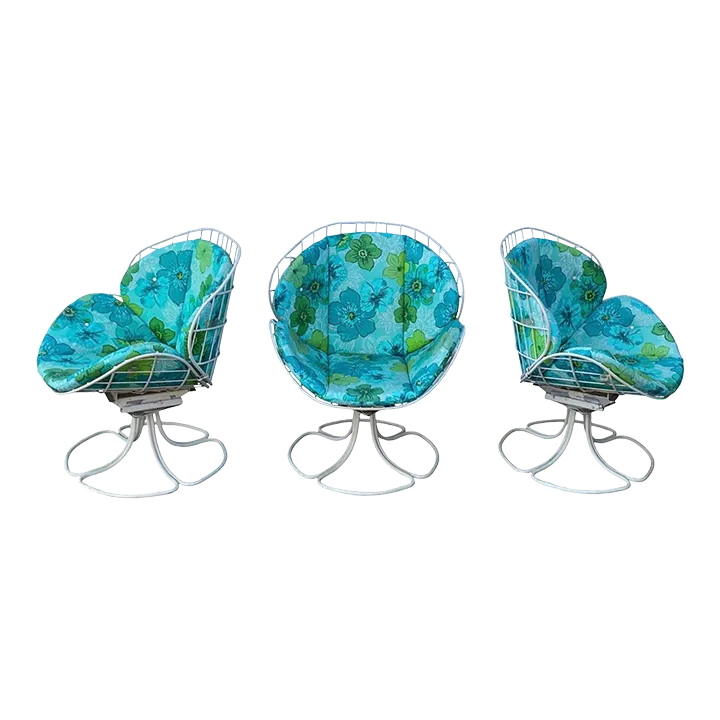 Mid-Century Modern Salterini Style Clam Shell Swivel Patio Chair-Set of ...