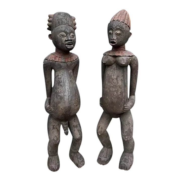 Mid-20th Century Hand-Carved African Fertility Statues | Chairish