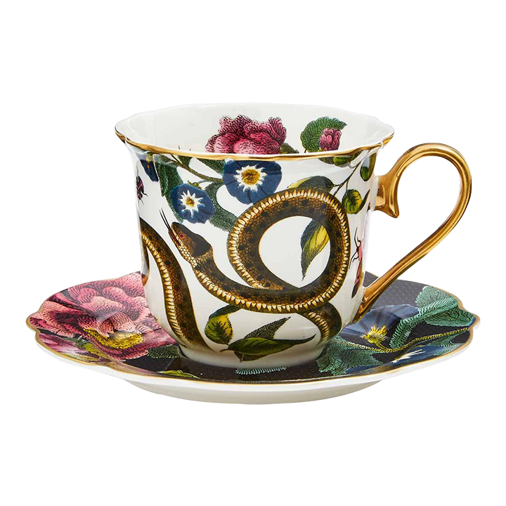 Spode Creatures Of Curiosity Tea Cup & Saucer, 8.8 oz. - Snake/Floral ...
