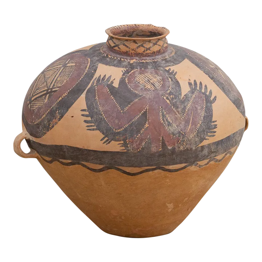 Antique Neolithic Style Chinese Terracotta Pot | Chairish