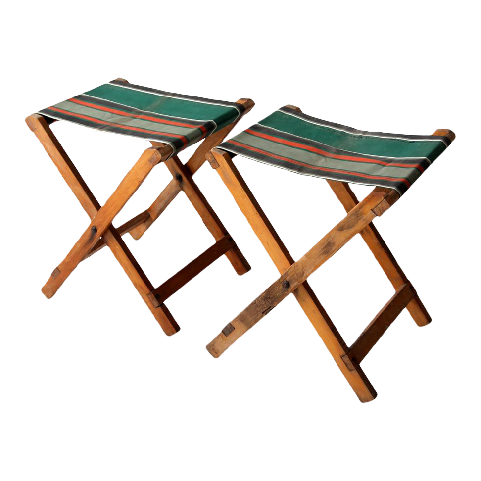 Vintage Camp Stools Pair | Chairish