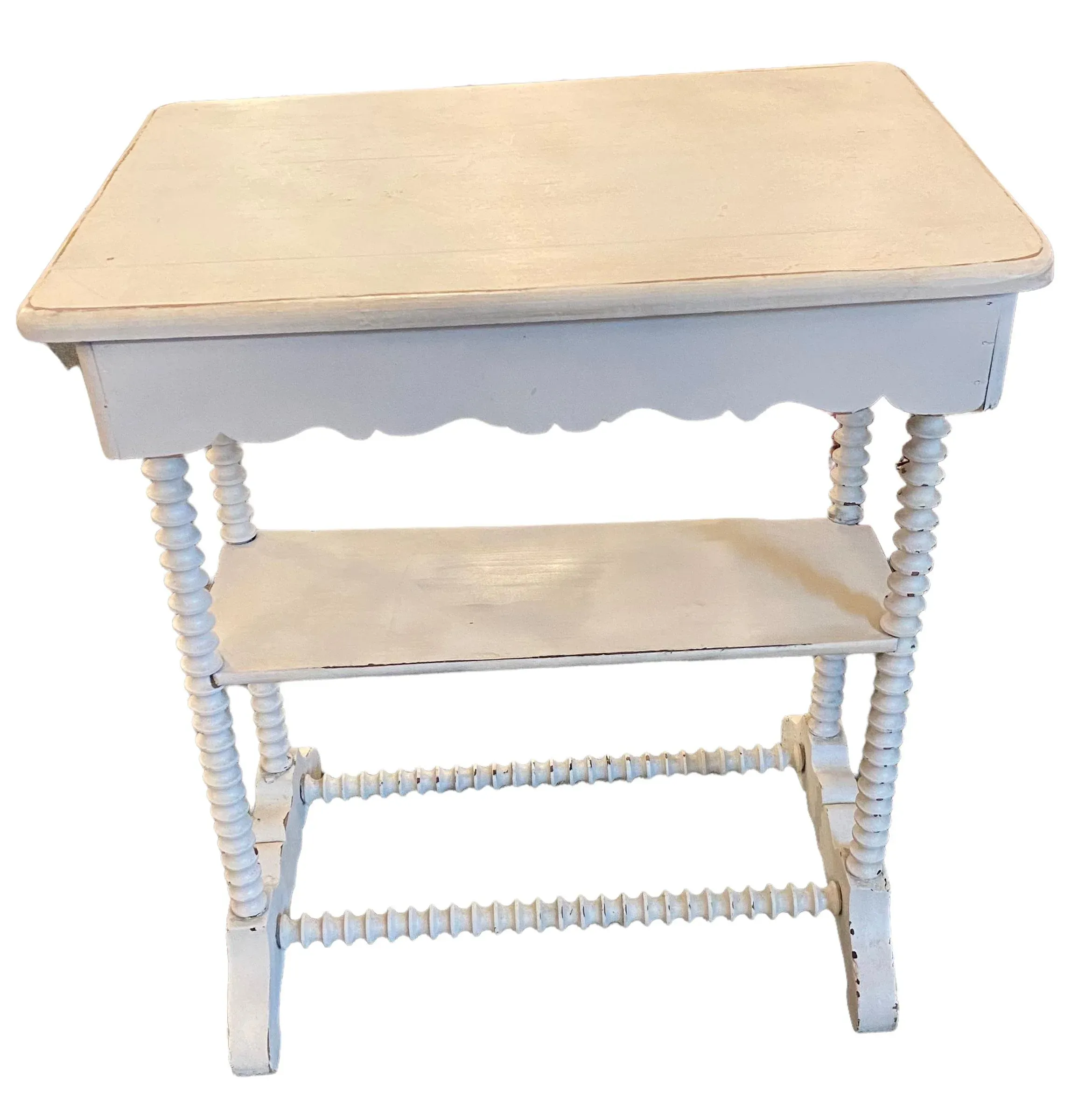 Vintage Shabby Chic White Painted Rectangle Side Table With Spindle ...