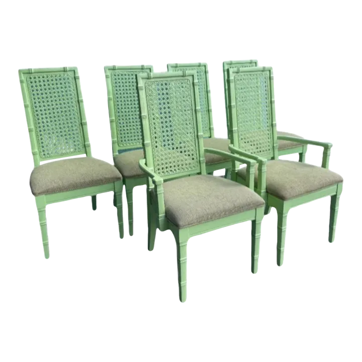 1960s Six Full Set of Faux Bamboo Stanley Chairs | Chairish