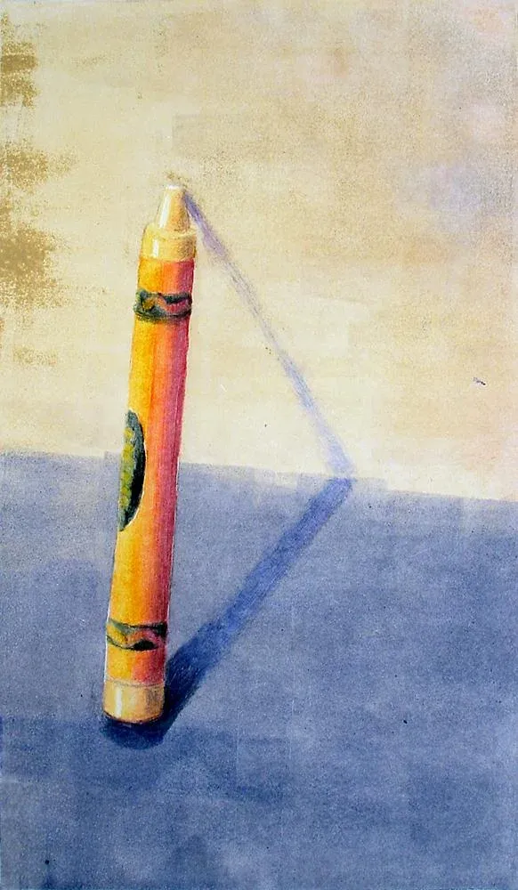 1990s "Off the Ground" Realist Still Life Monoprint of a Crayon | Chairish