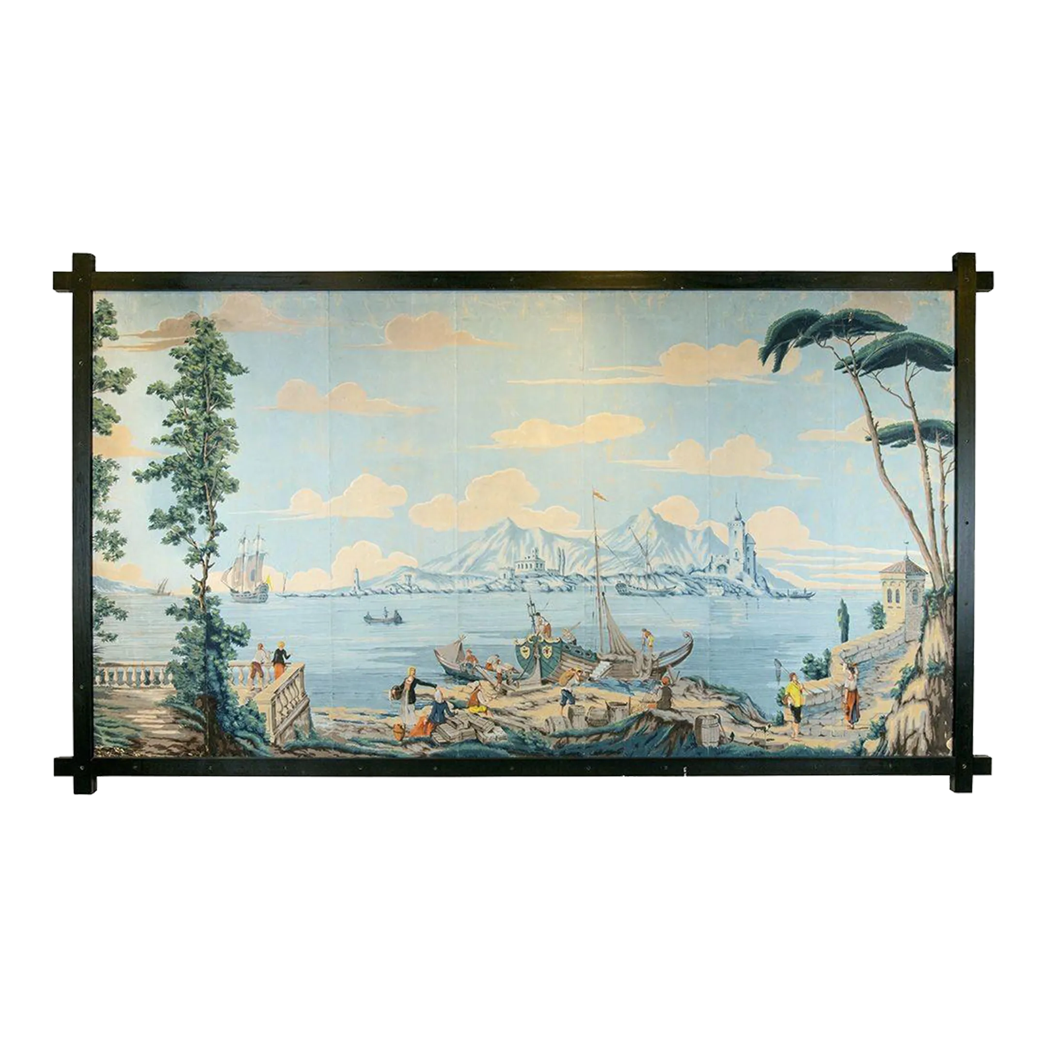 19th Century Panoramic Wallpaper Panel in Custom Frame - Landscape From ...