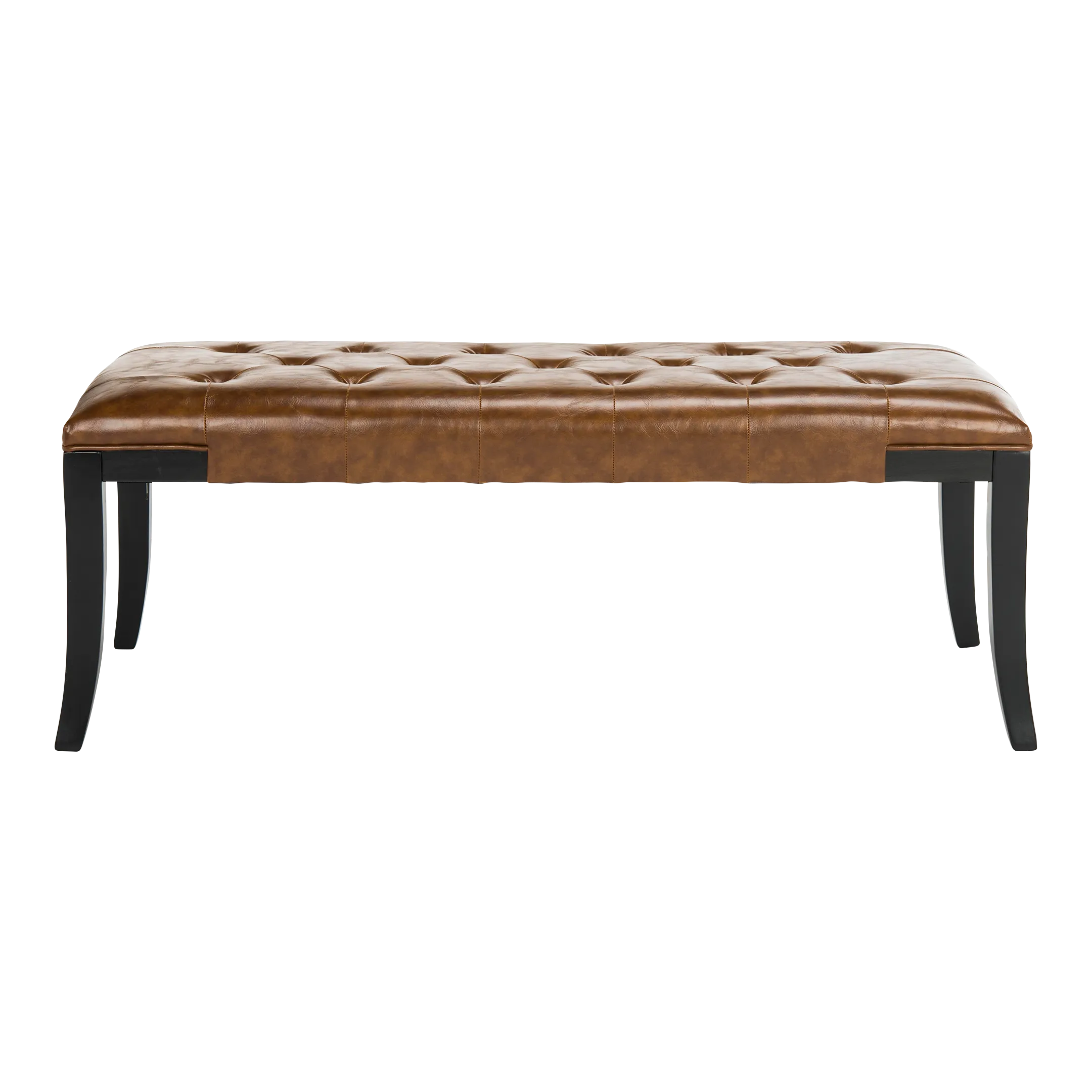 Tyler Bench in Black & Saddle | Chairish