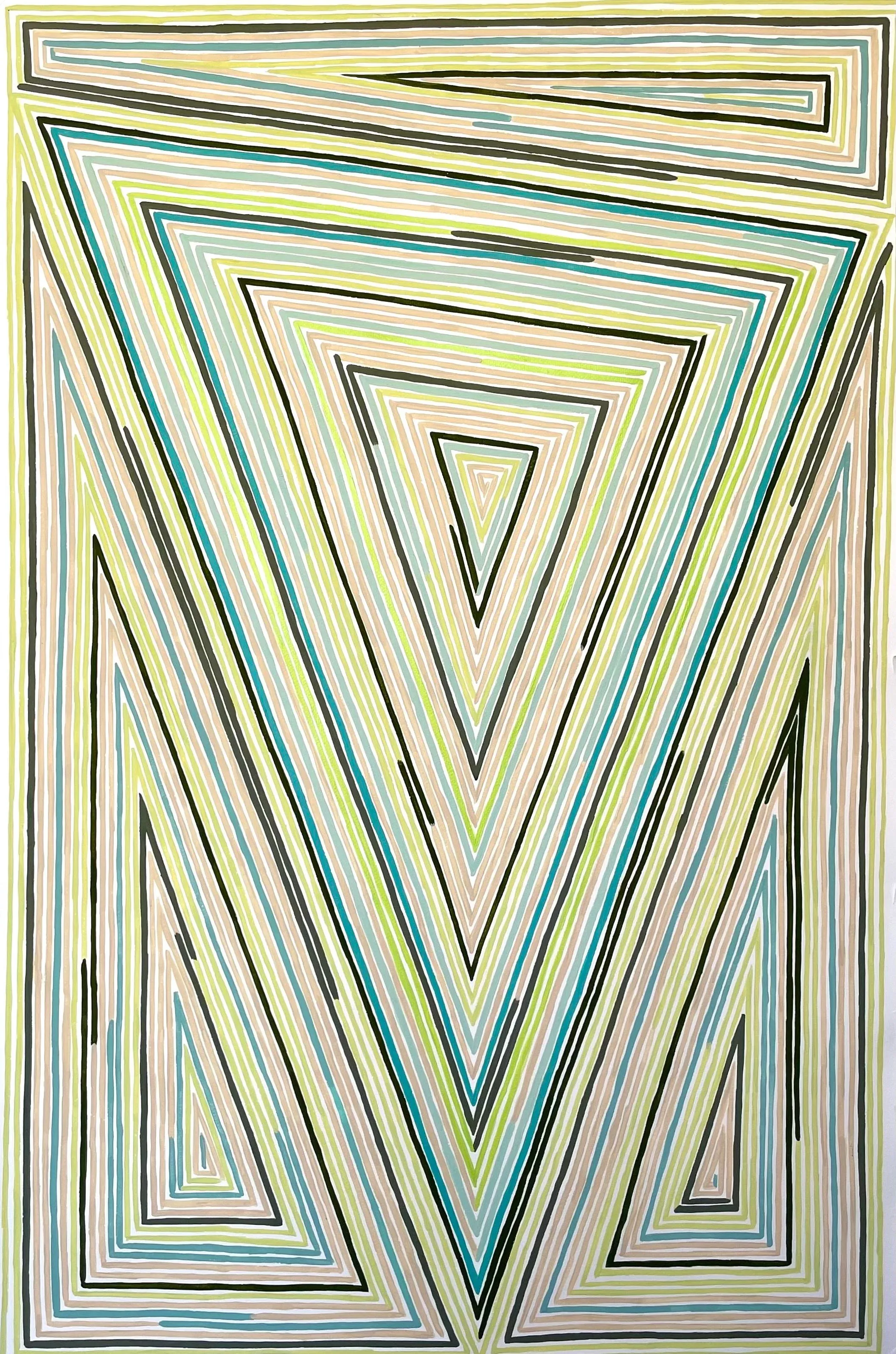 Abstract Geometric Painting With Parallel Lines and Upside-Down ...