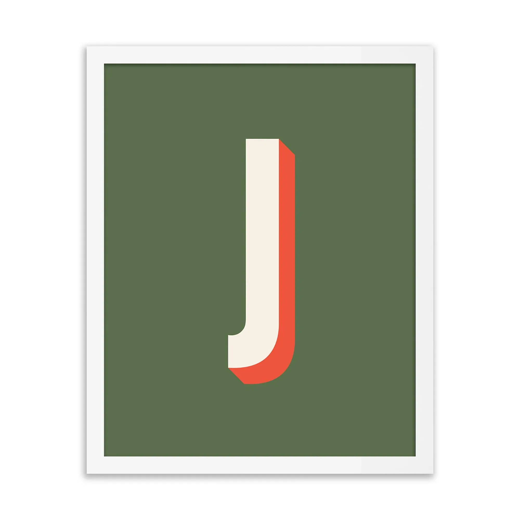 Alphabet Series in Olive, Letter J by Pencil & Paper in White Frame, XS ...