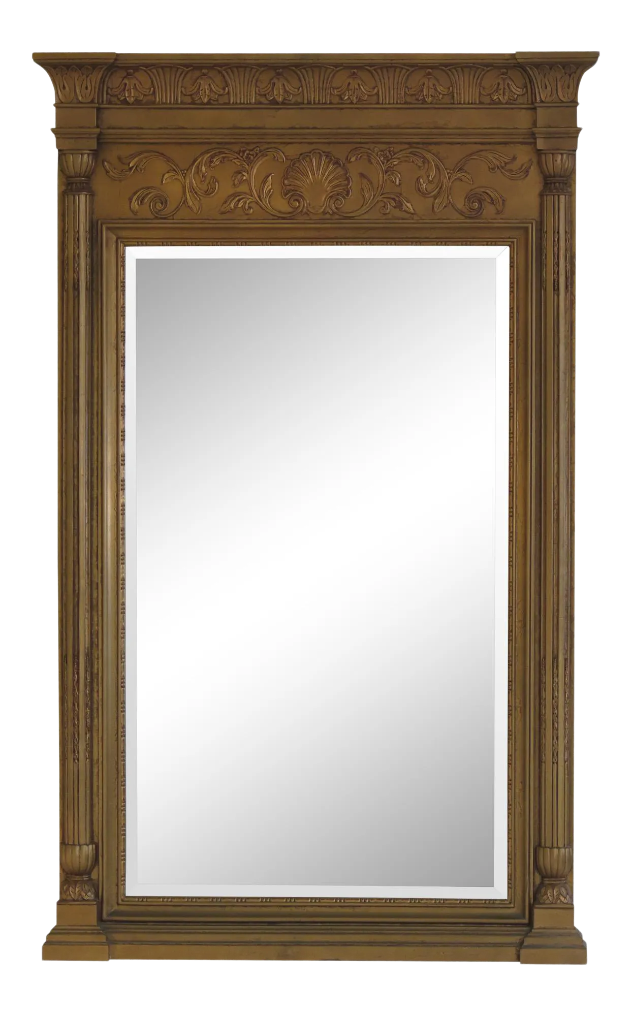 Regency Style Gold Decorated Beveled Glass Mirror | Chairish