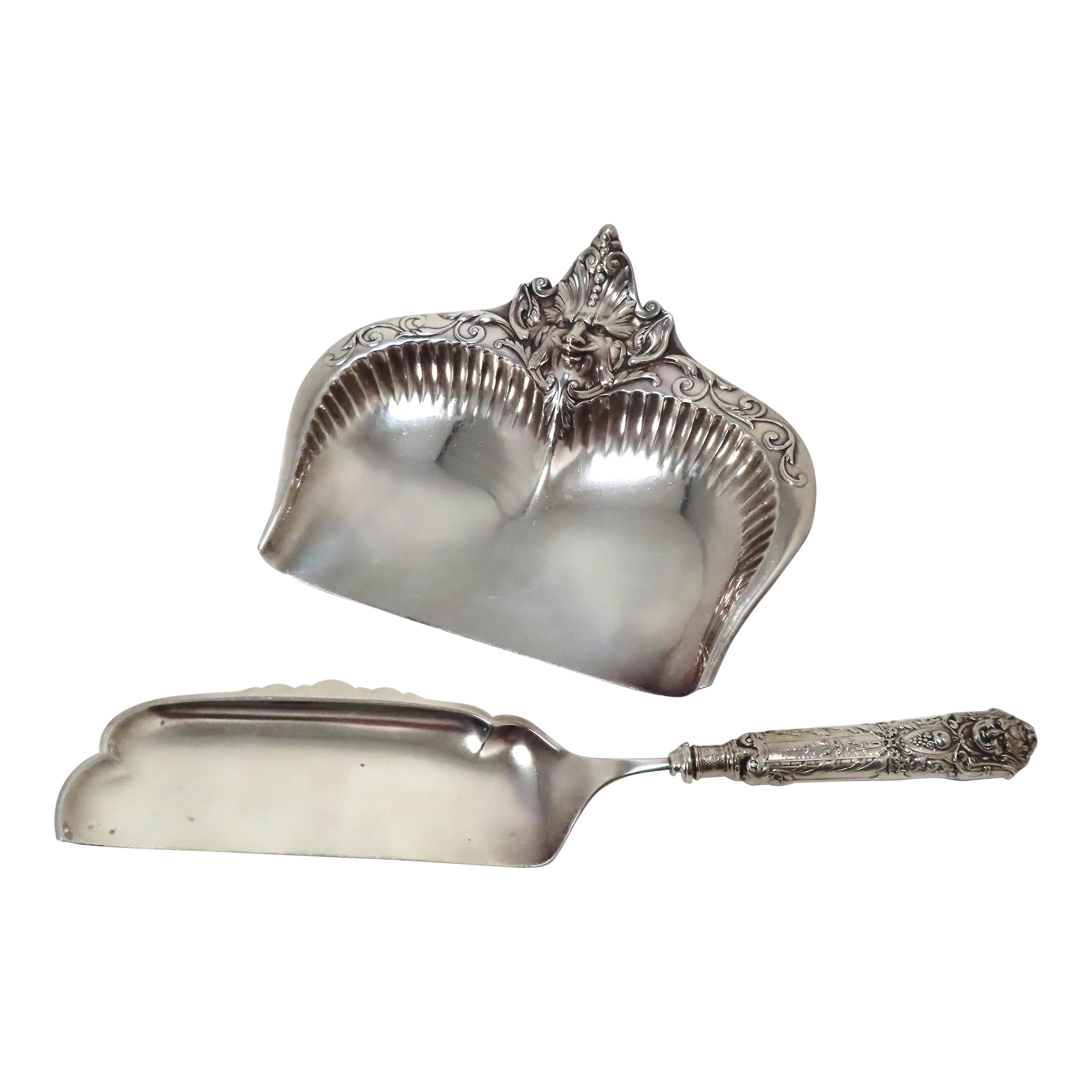 Large Antique American Victorian Silverplate Table Crumber Set With ...