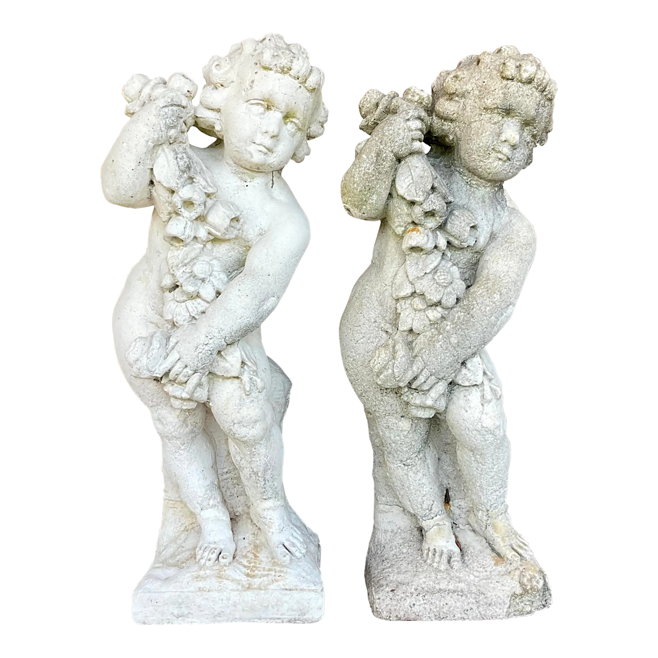 Vintage Cast Concrete Season Statues - a Pair | Chairish