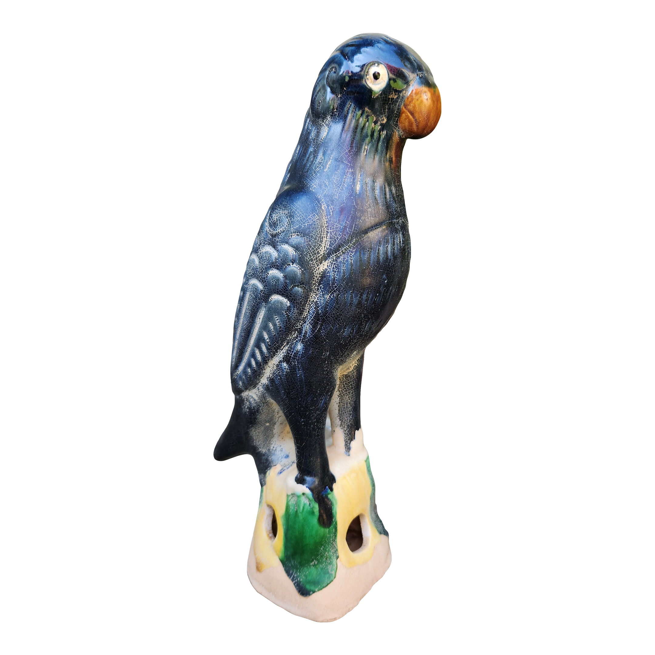 Vintage Pottery Majolica Parrot Roof Finial Garden Ornament | Chairish