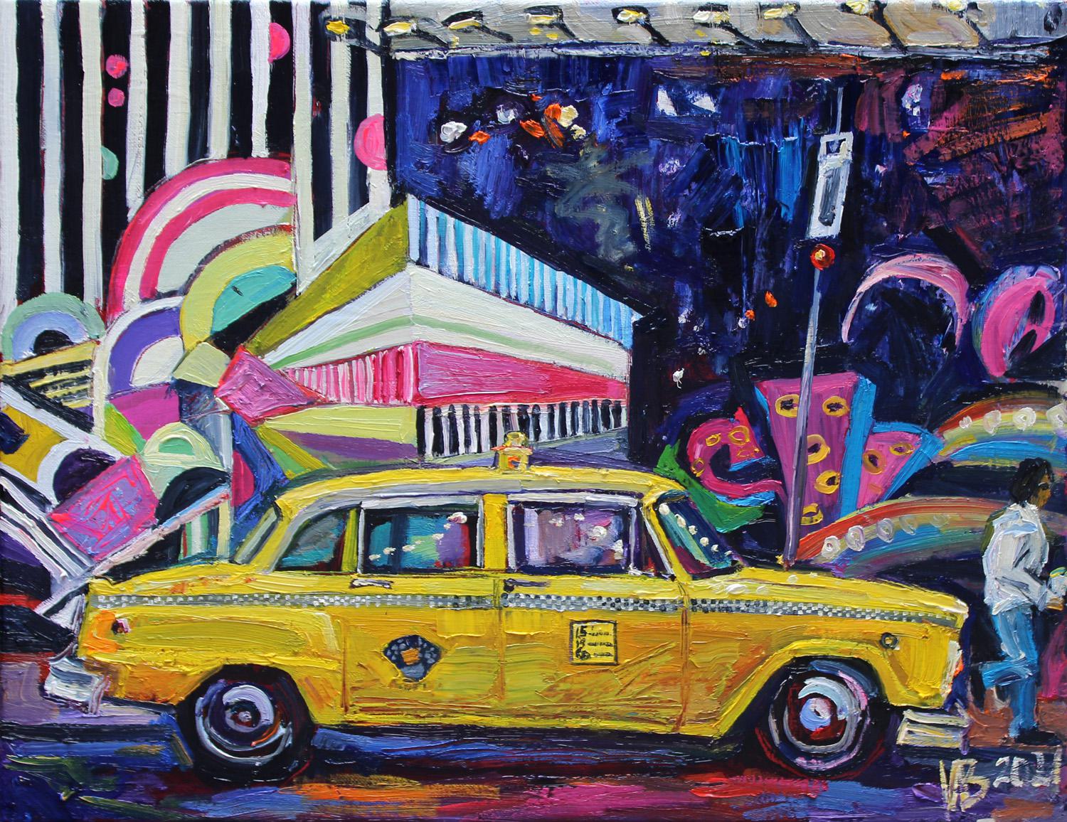 "Antique Taxi with Graffiti Wall" Contemporary Expressionist Style ...