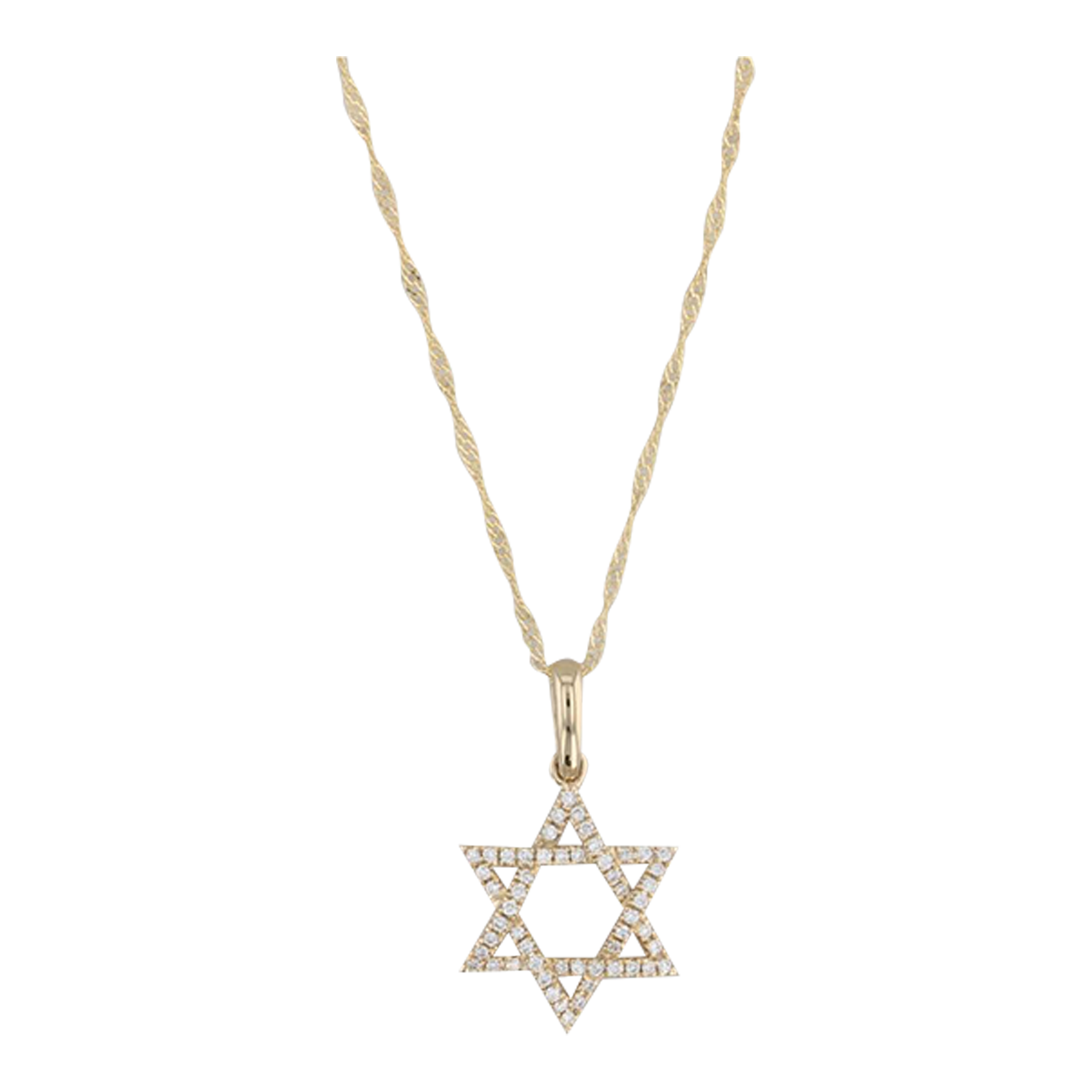 New 0.11ctw Diamond Hebrew Star Pendant Necklace 14k Gold 17.75 ...