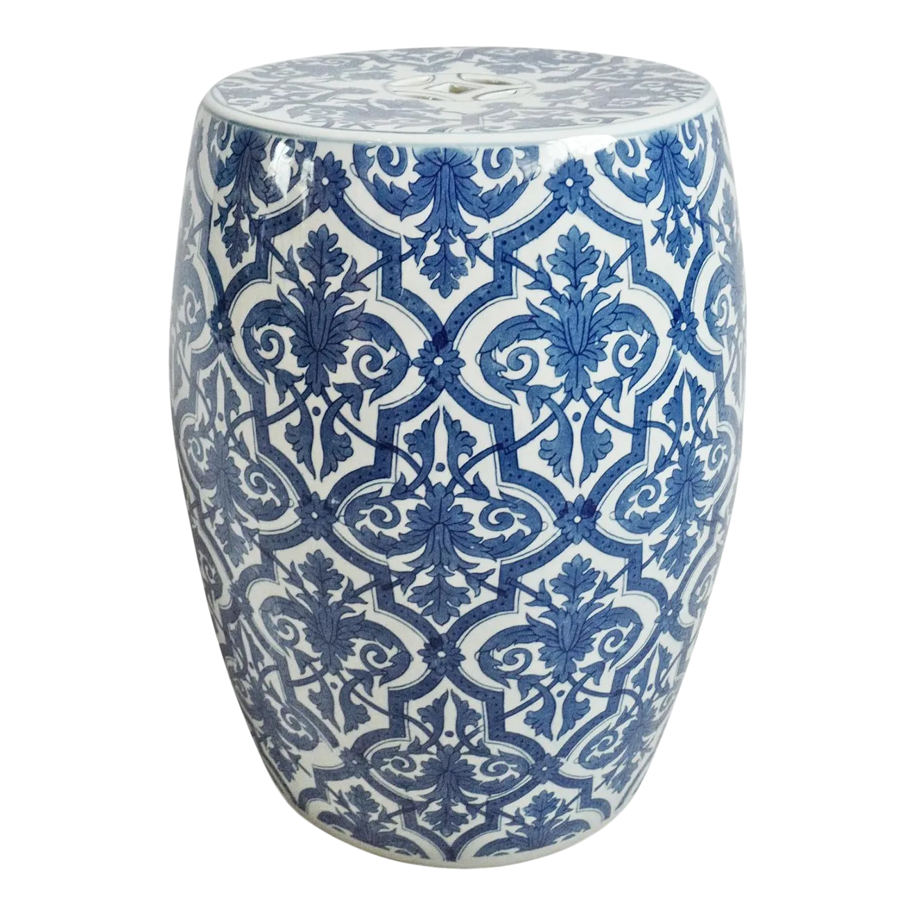 Blue & White Paris Ceramic Stool | Chairish