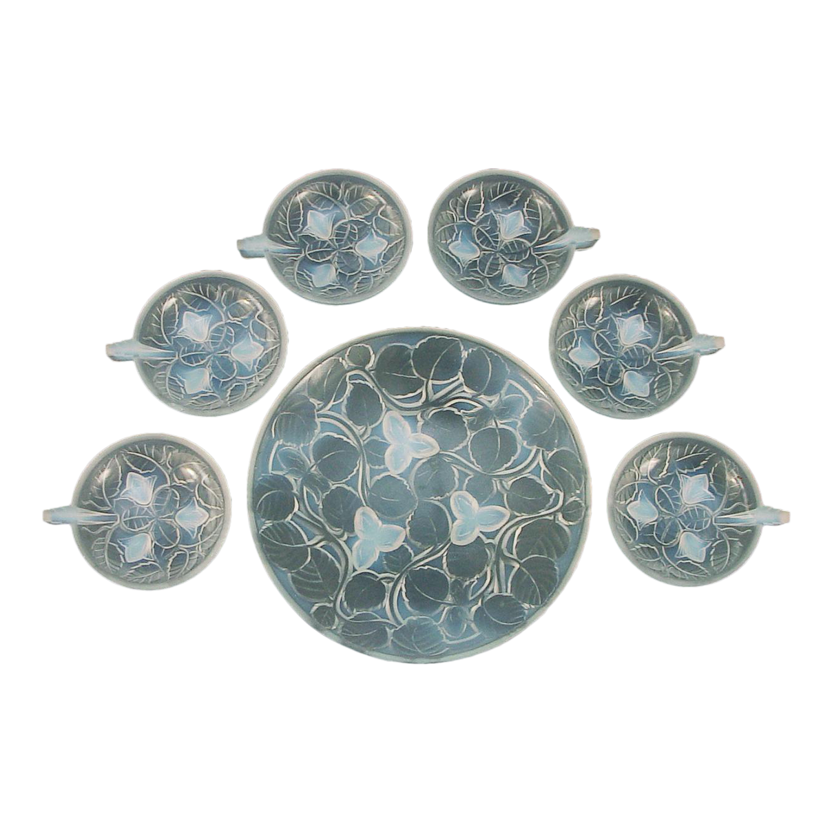 1920s Arrers Art Deco French Opalescent Glass Ice Cream Dessert Set- 7 ...