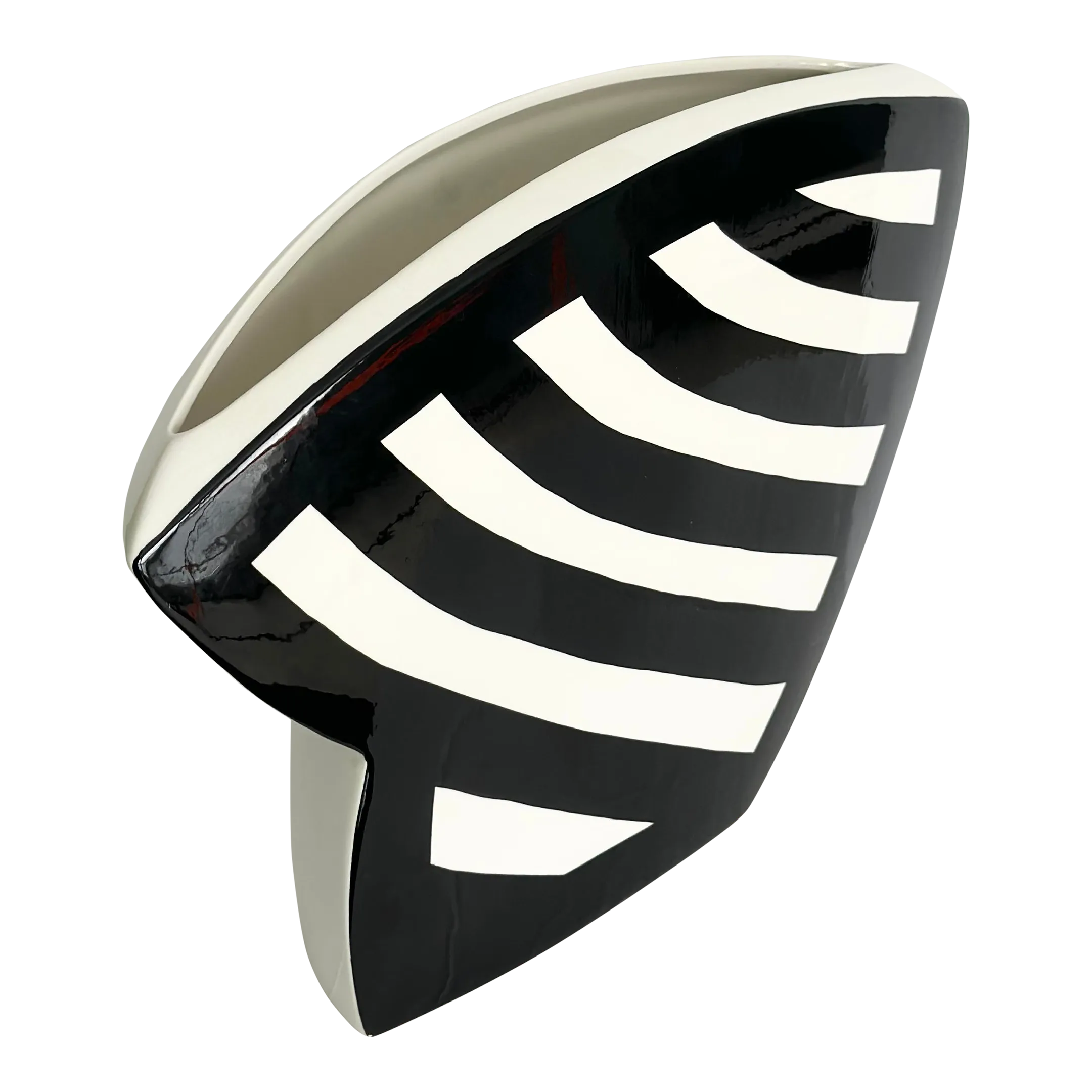 1990s John Bergen Studio Postmodern Black and White Ceramic Amorphous ...