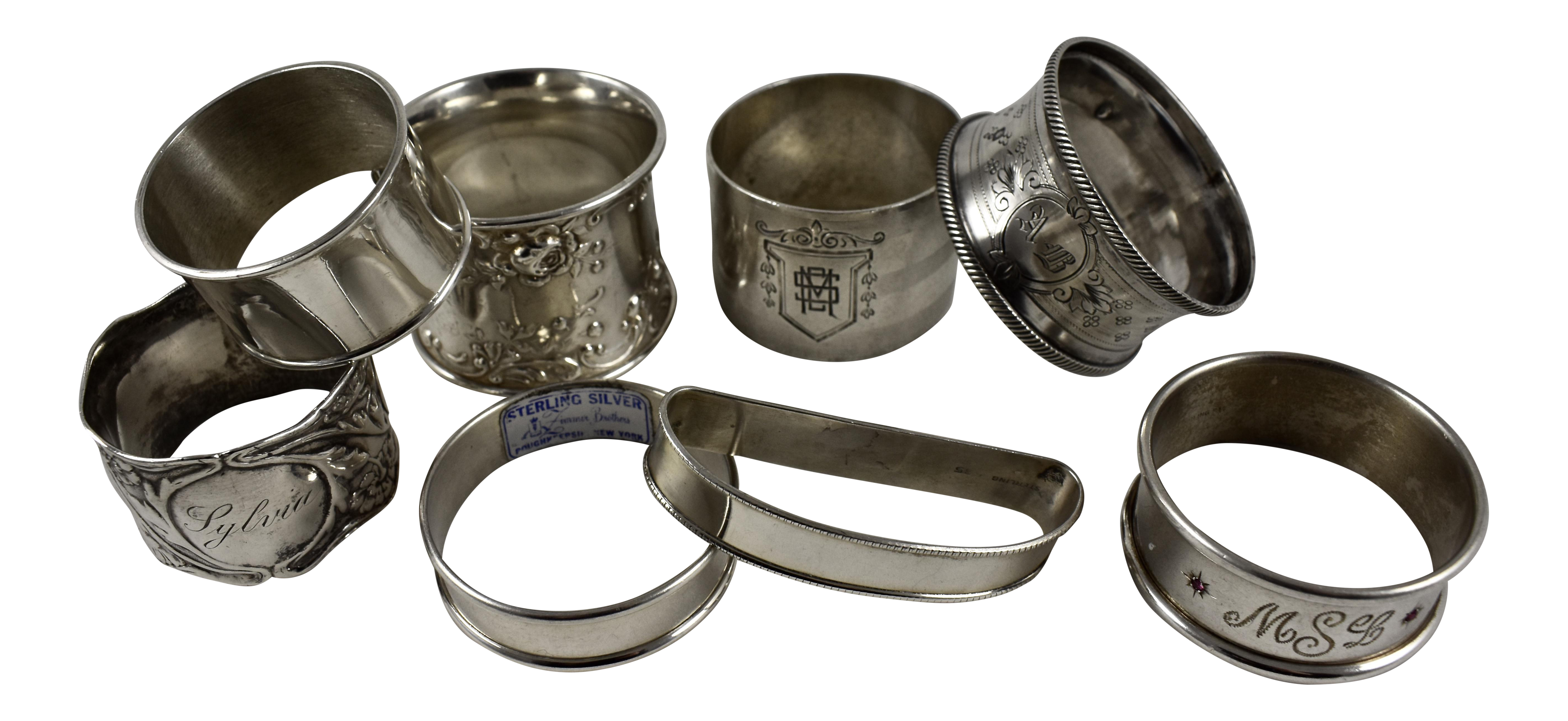 Sterling Silver Antique Napkin Ring - Set of 8 | Chairish