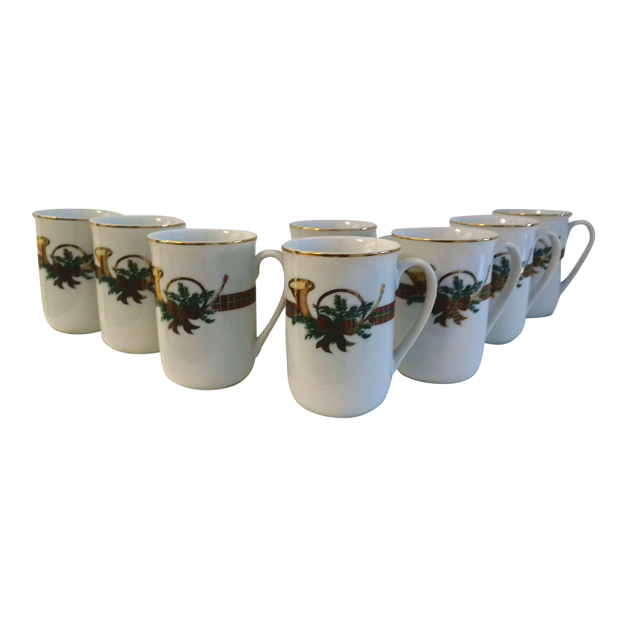 1970s Georges Briard "The Hunt" Porcelain Holiday Mugs, S/8 | Chairish