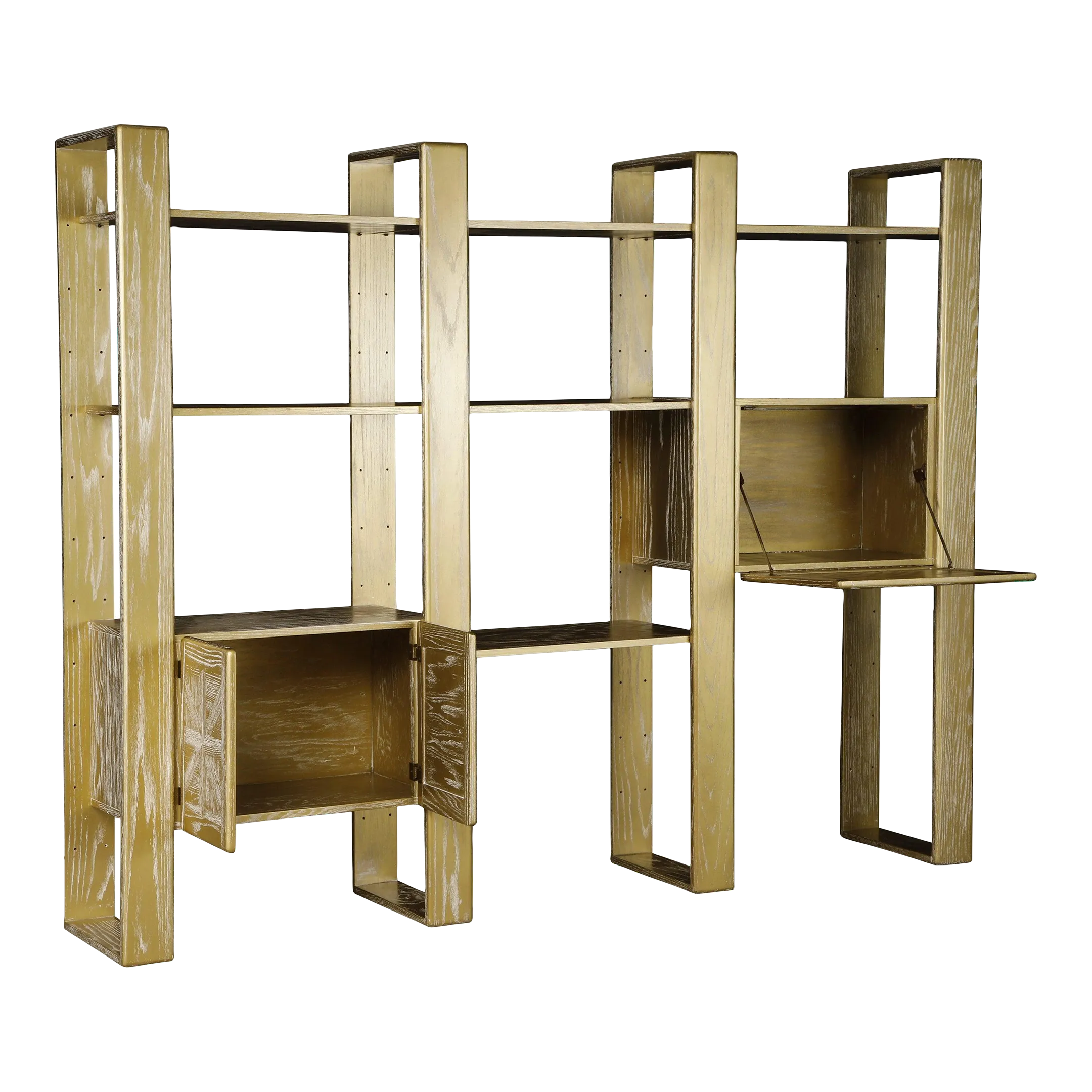 Gold Cerused Oak Modular Bookcase Room Divider by Lou Hodges, 1970s ...