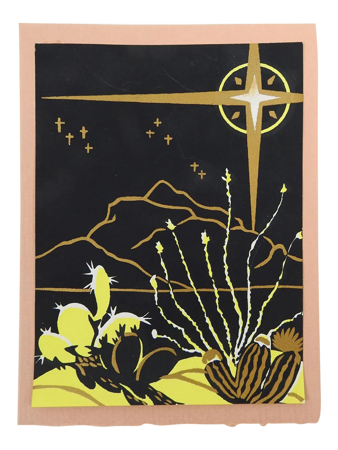 Mid Century Serigraph Christmas Cactus Cards - Set of 10 | Chairish