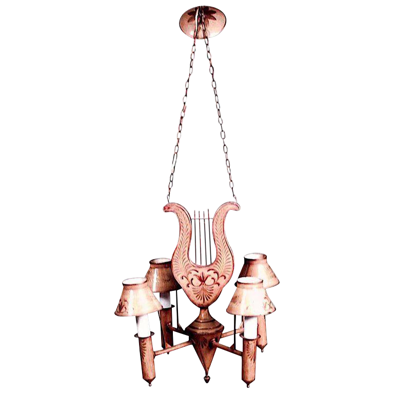 French Directoire Style Mustard Tole and Gilt Trimmed Four-Arm ...