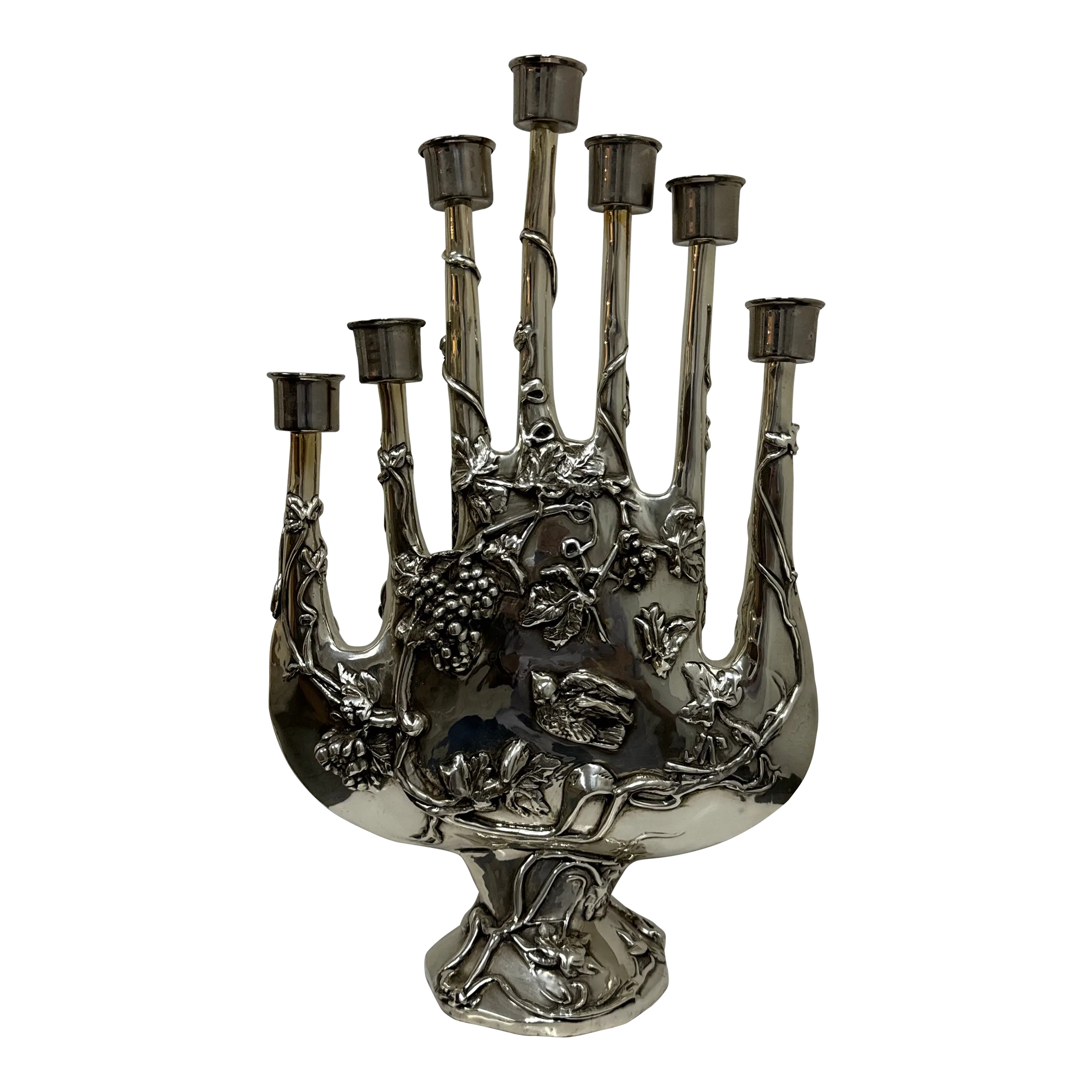 d'Argeneta Seven Arm Silver Candleholder | Chairish