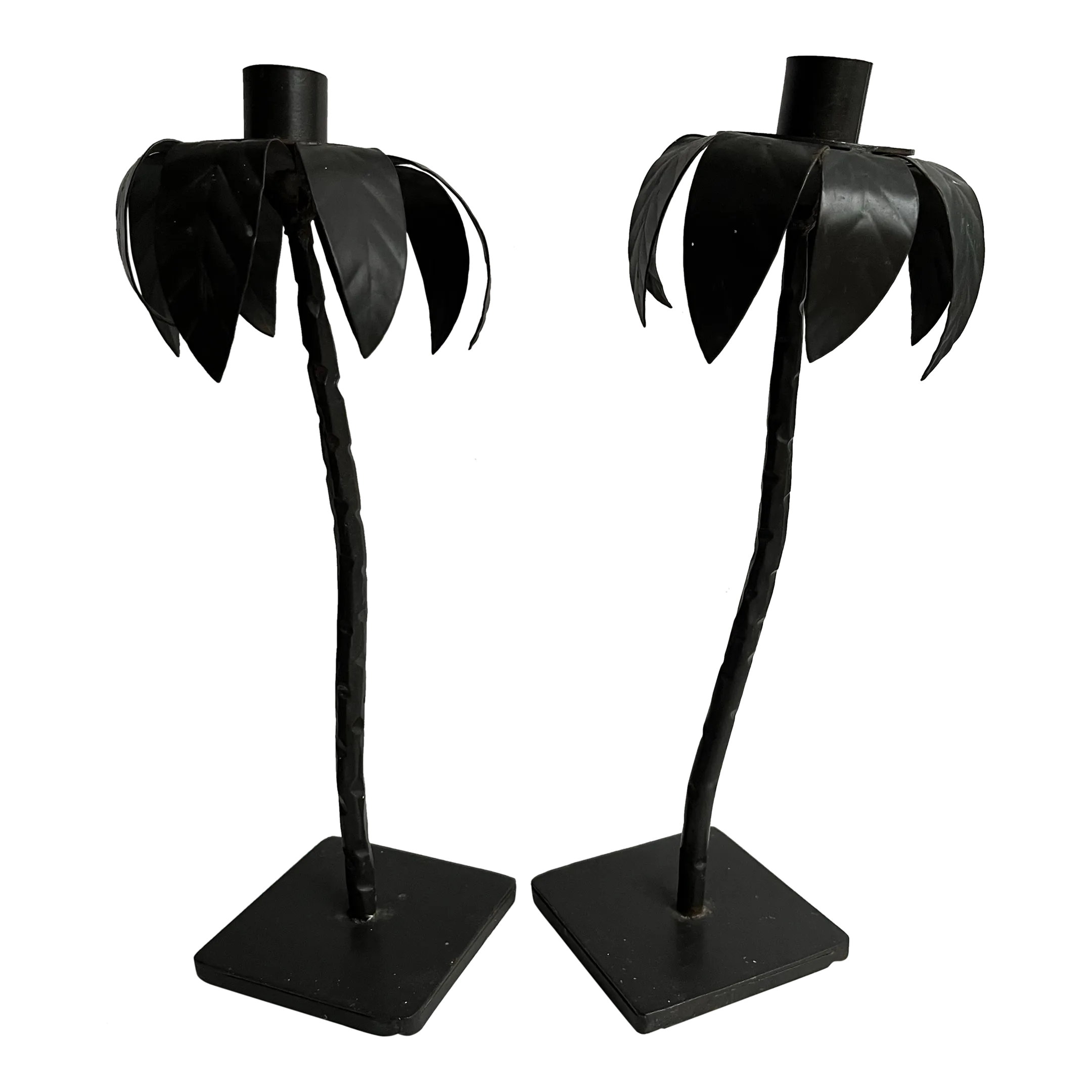 Wrought Iron Palm Tree Candlestick Holders a Pair | Chairish